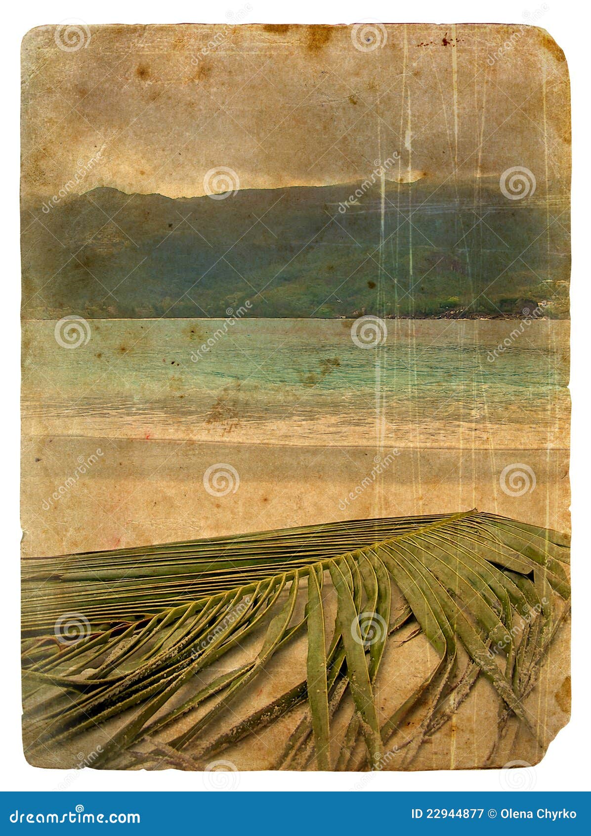 Tropical Landscape. Old Postcard. Stock Illustration - Illustration of ...