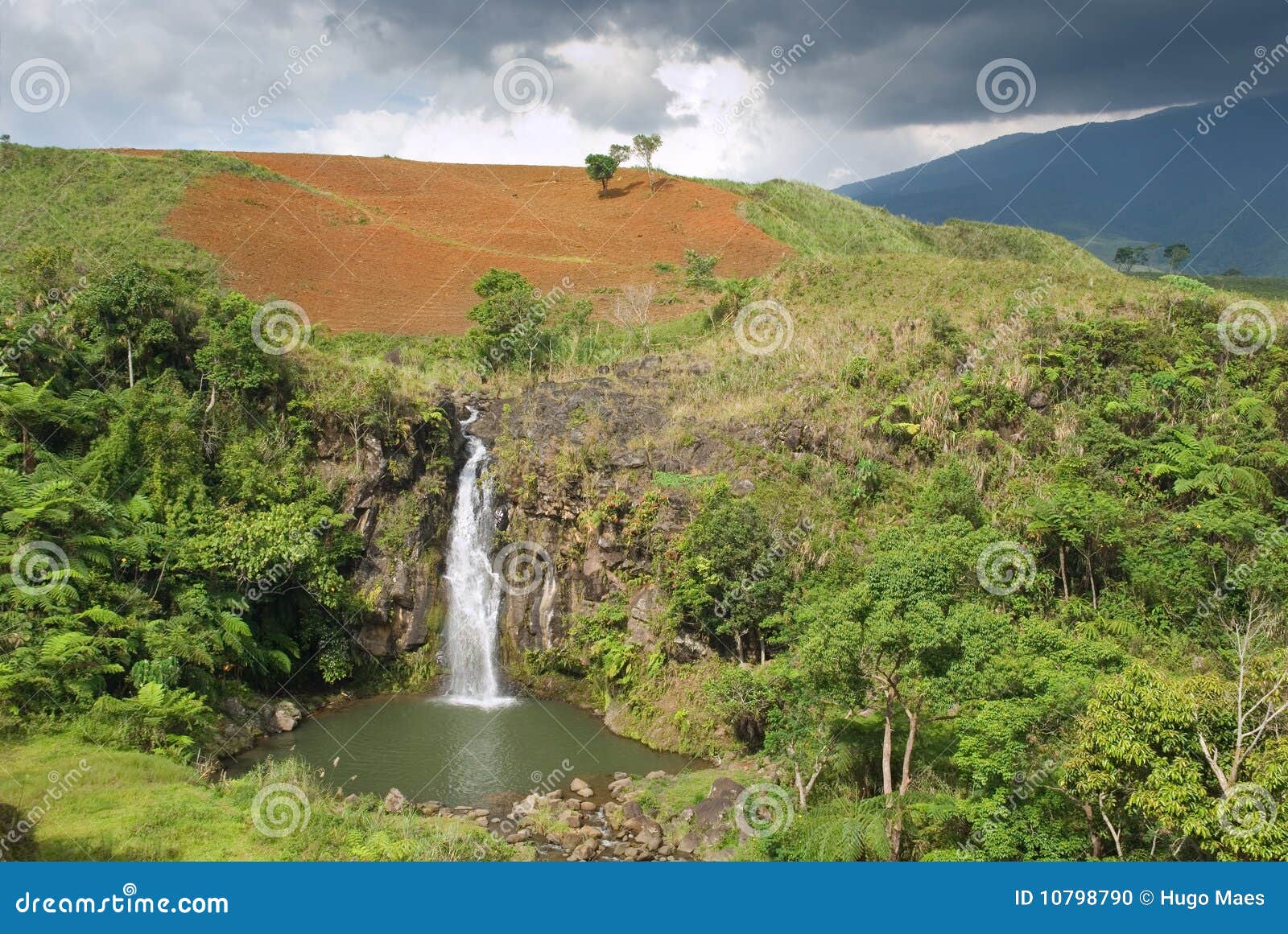 Tropical Landscape with Waterfall Stock Photo - Image of remote, exotic ...