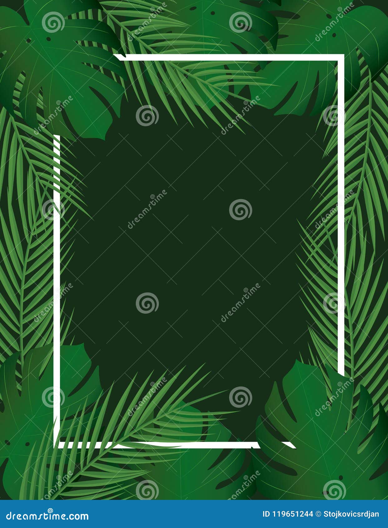 Tropical leaf frame stock vector. Illustration of forest - 119651244