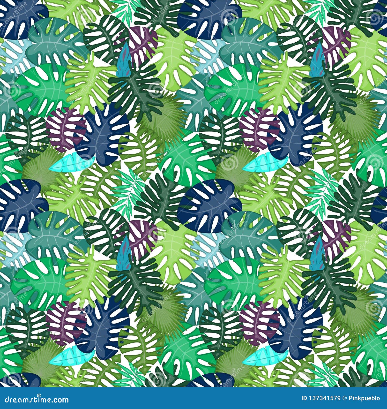 Tropical Leaf Vector Seamless Pattern or Background Stock Vector ...
