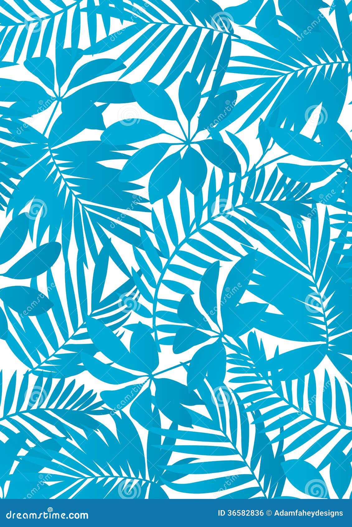 Tropical leaves Aqua blue stock vector. Illustration of jungle - 36582836
