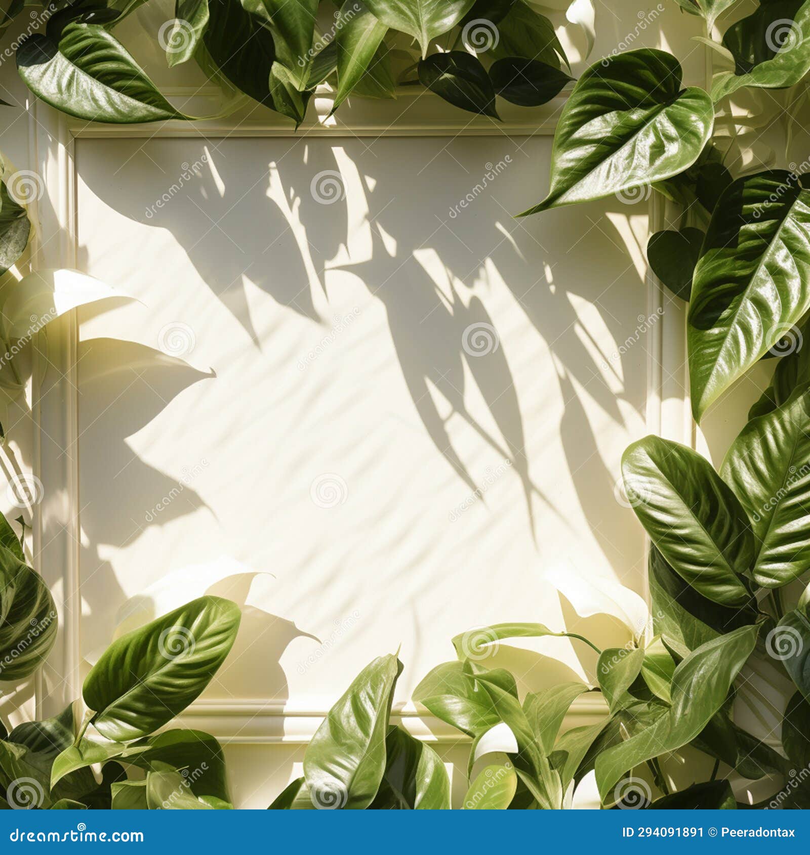 Tropical Leaves Arrangement and Leave Shadow on White Background. Stock ...