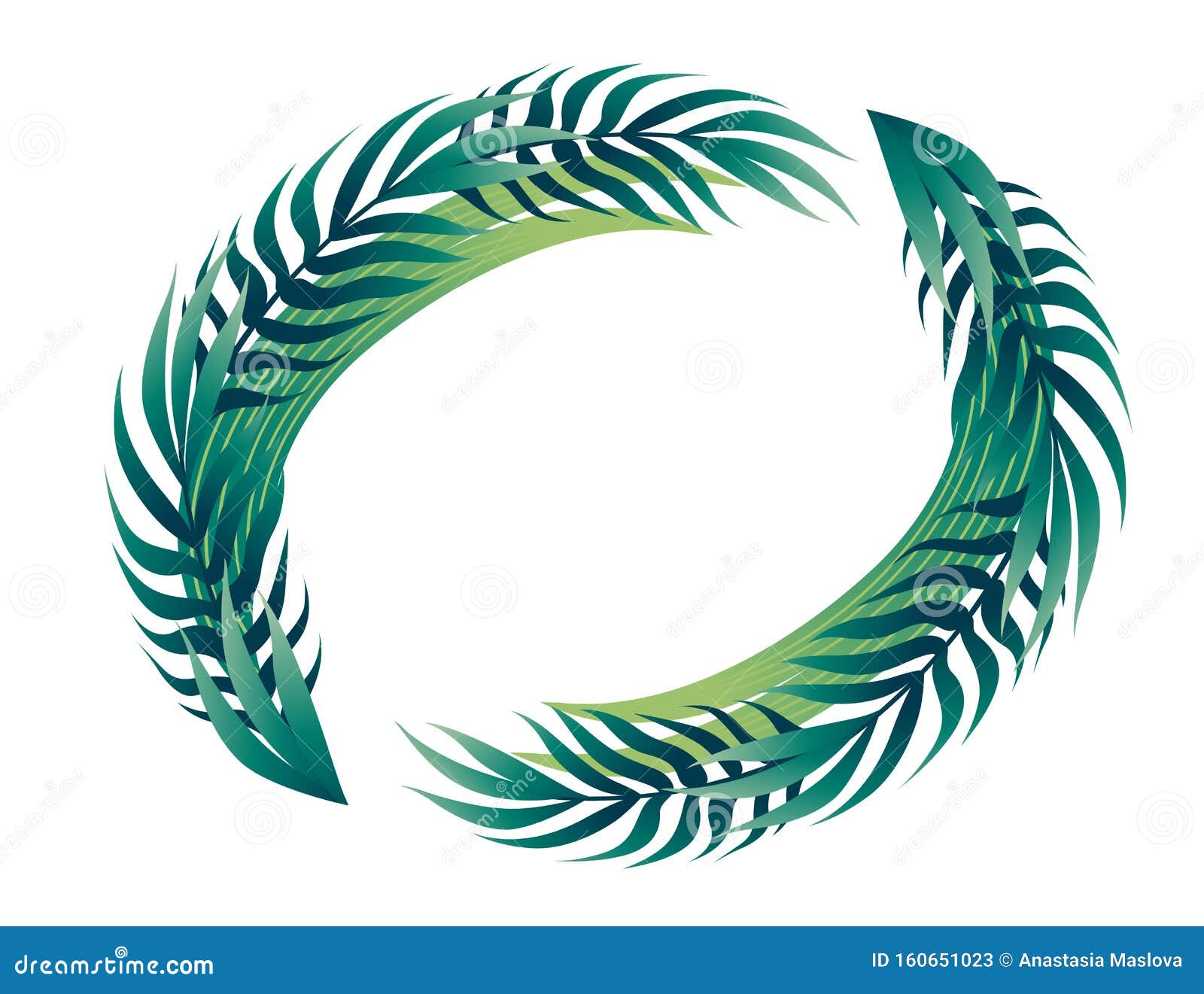 Tropical Leaves in Circle Floral Design Frame Concept Flat Vector ...