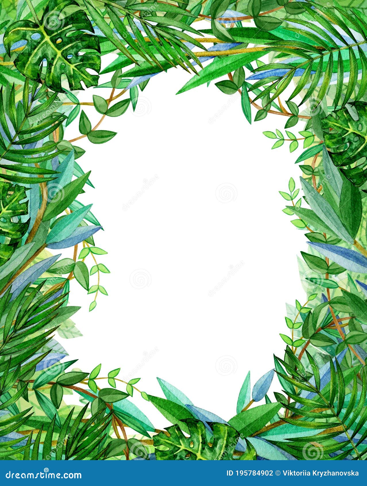 Tropical Leaves Floral Frame. Stock Photo - Image of summer, season ...