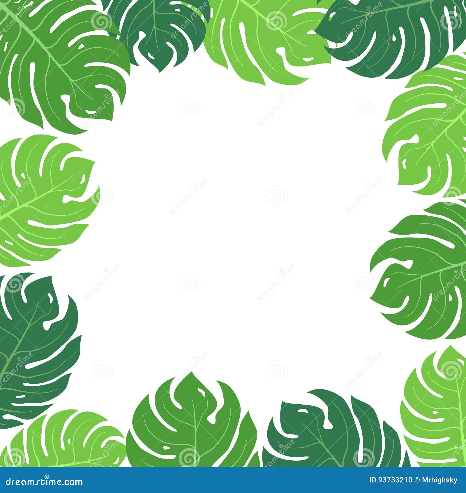 Tropical leaves frame stock vector. Illustration of design - 93733210