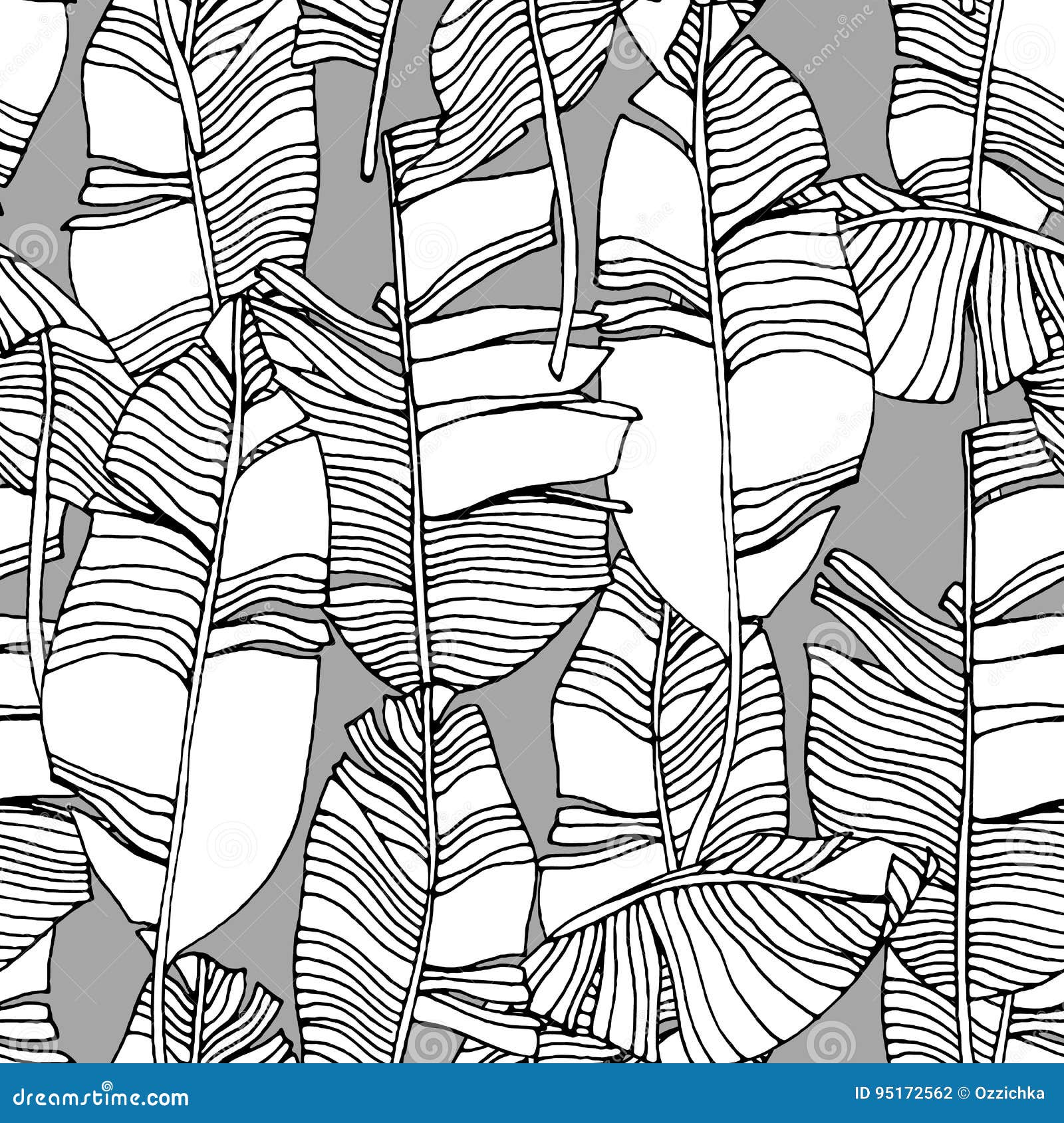 Tropical Leaves, Jungle Pattern. Seamless, Detailed, Botanical Pattern ...