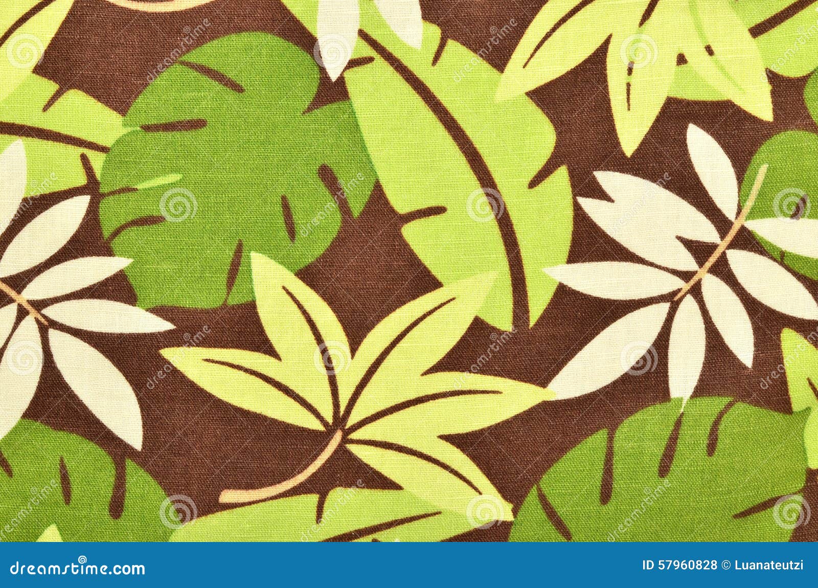 Tropical Leaves Pattern on Brown Fabric. Stock Photo - Image of green ...