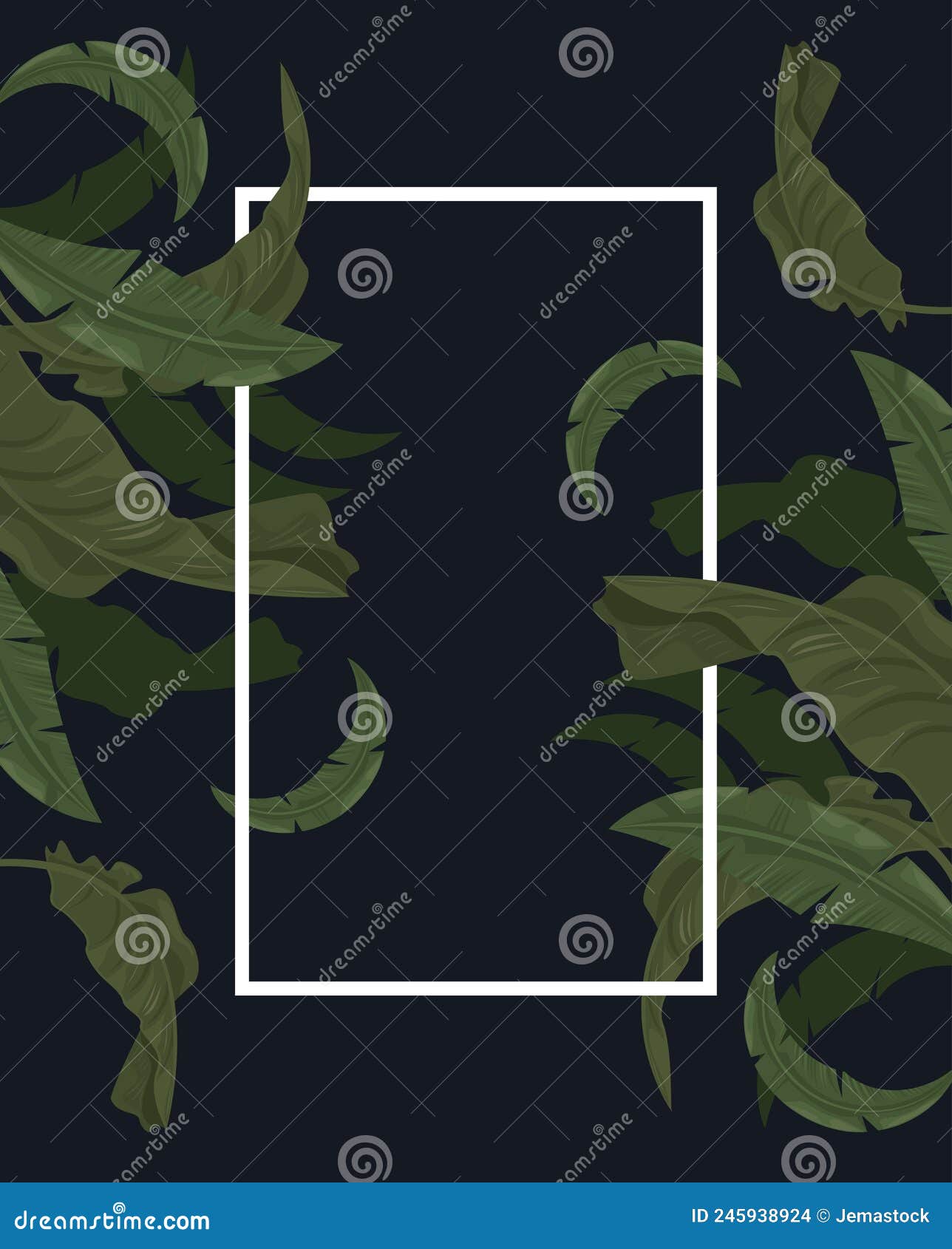 Tropical Leaves in Rectangular Frame Stock Vector - Illustration of ...