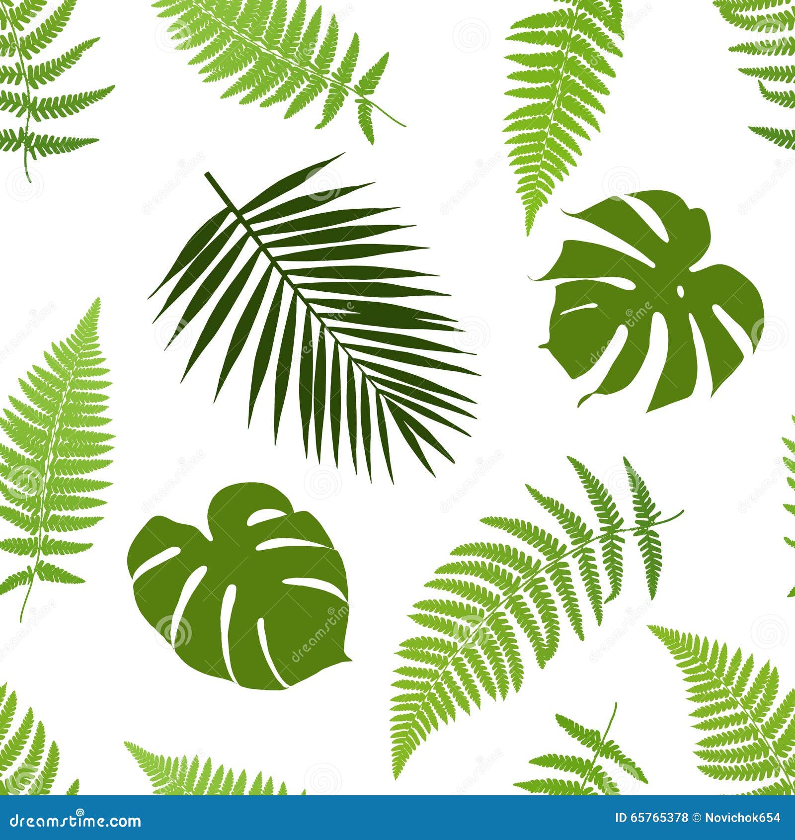 Tropical Leaves Seamless Pattern. Stock Vector - Illustration of green ...