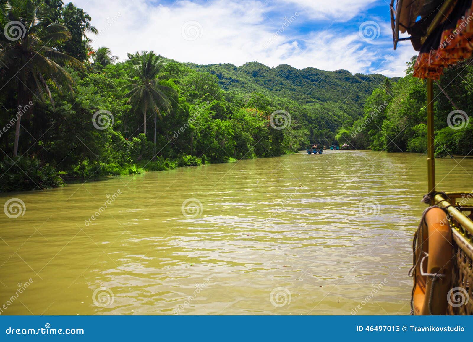 Tropical Loboc River, Blue Sky, Bohol Island, Stock Image - Image of ...
