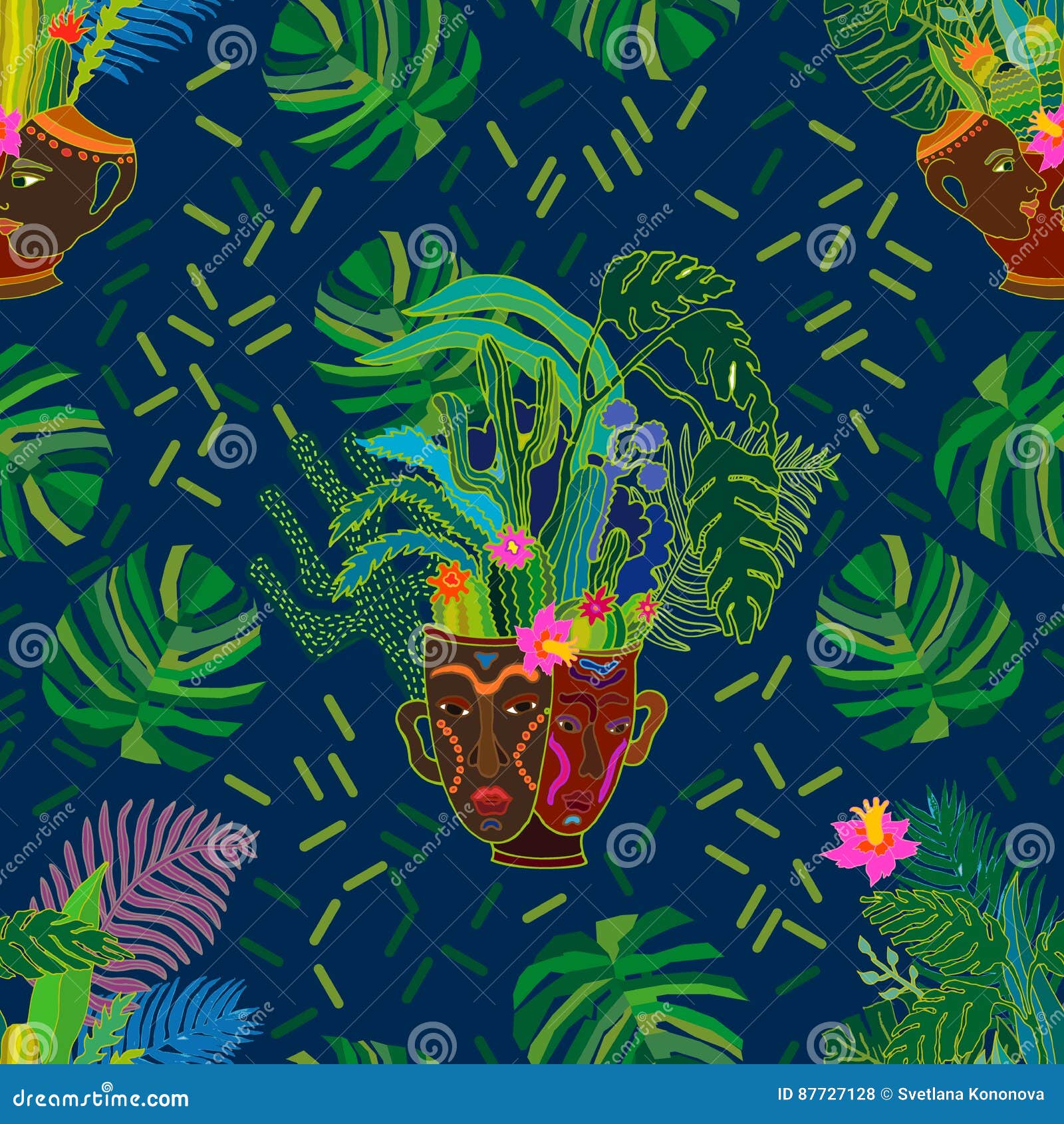 Tropical magic forest. stock vector. Illustration of blossom - 87727128