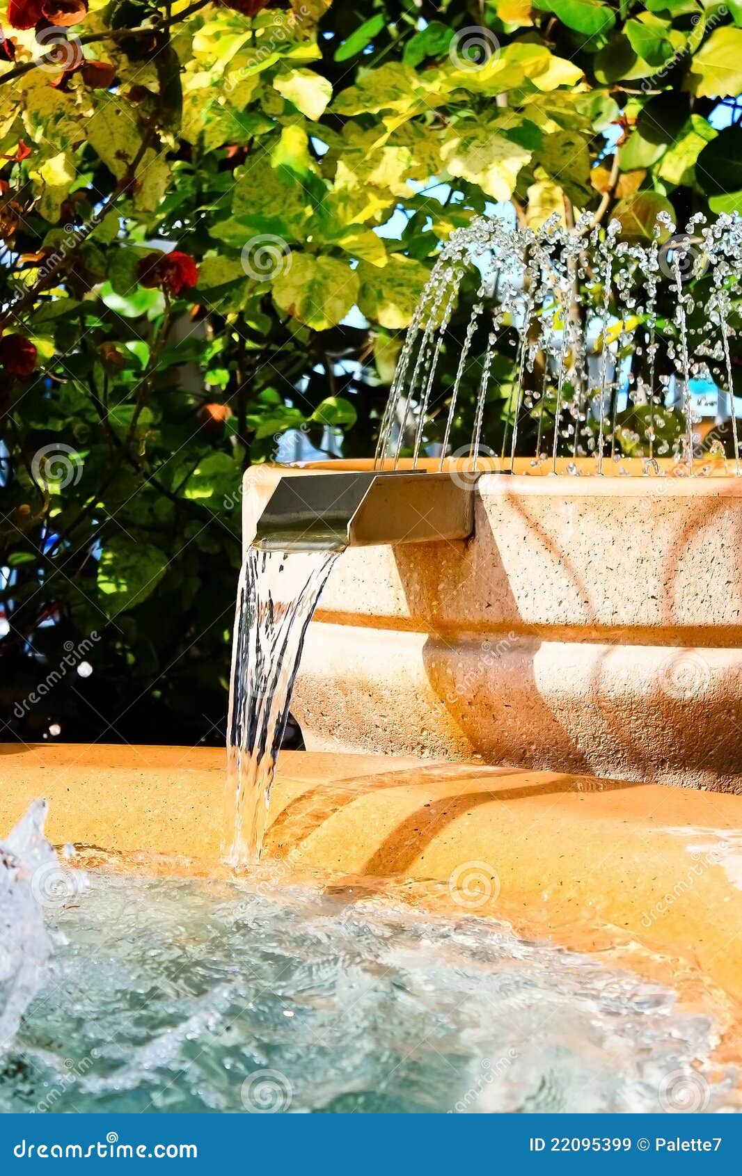 Tropical Man Made Water Fountain and Waterfall Stock Image - Image of ...