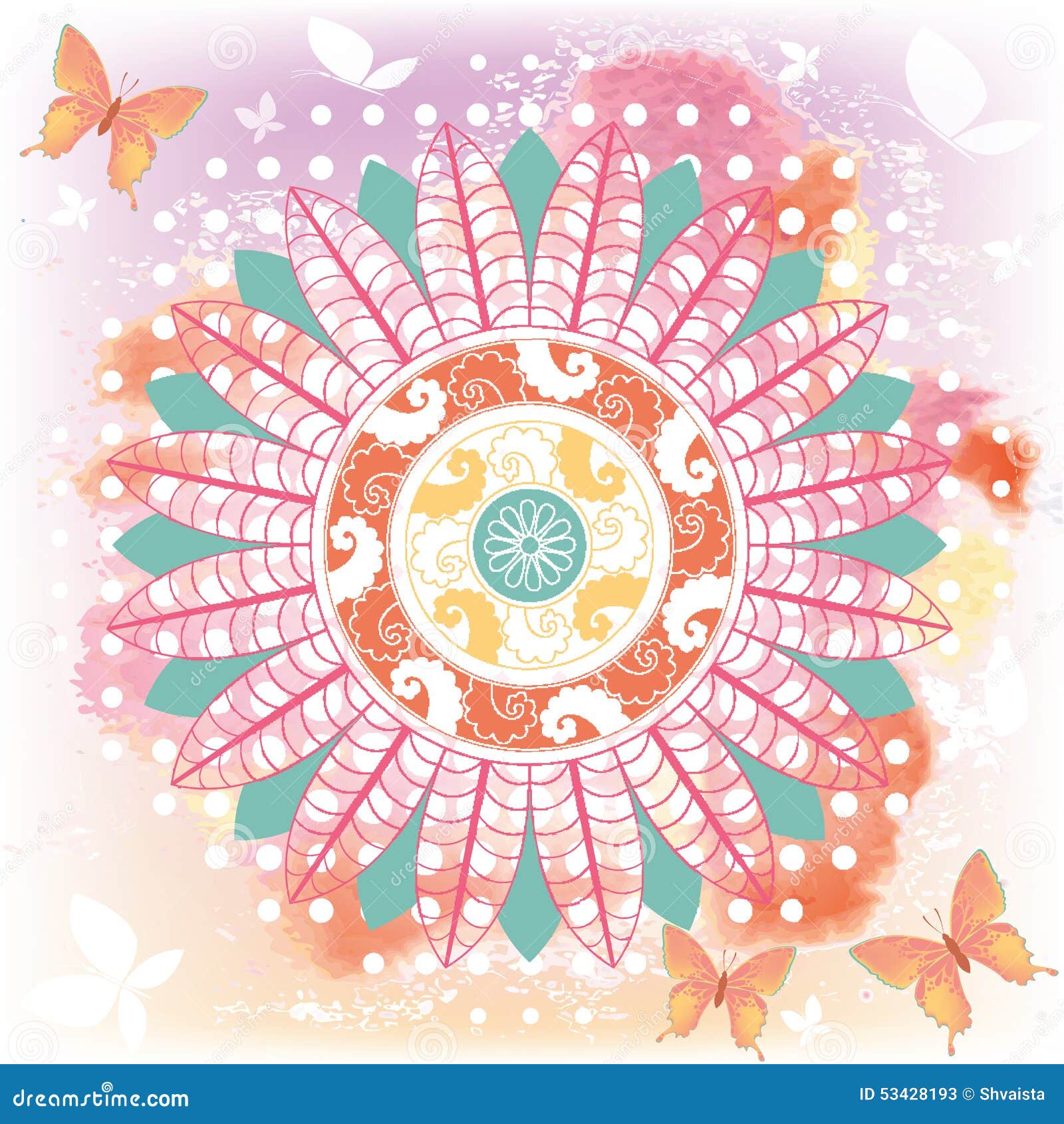 Tropical mandala stock vector. Illustration of flowers - 53428193