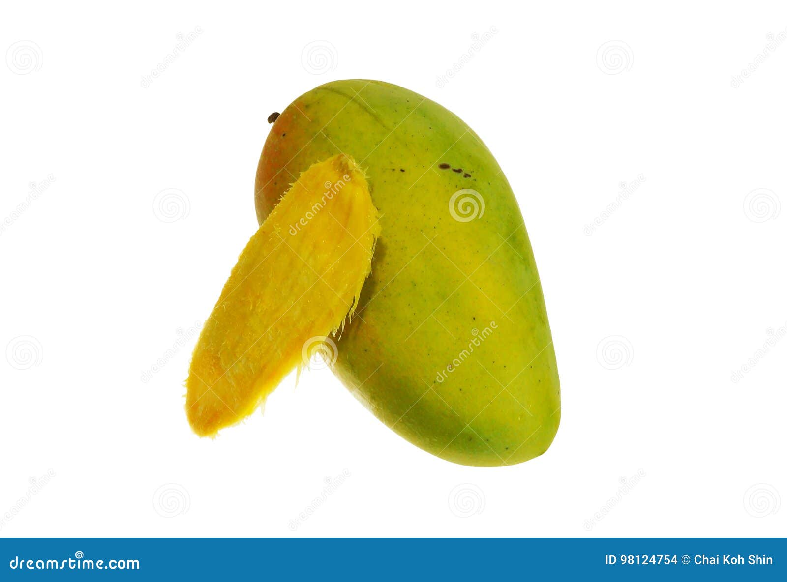 Tropical Mango Fruit and Small Seed Isolated on White Background Stock ...