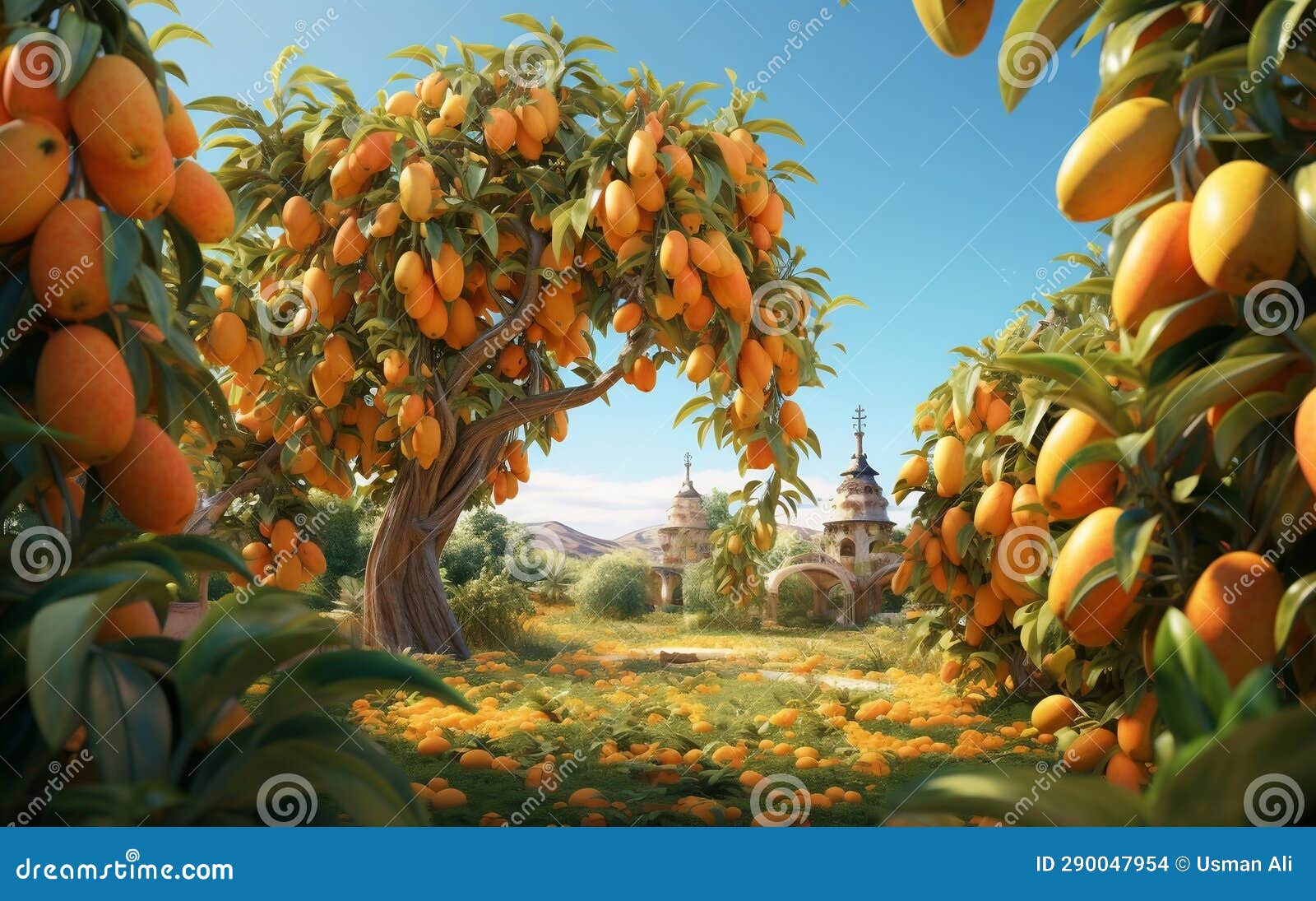 Tropical Mango Garden Cultivating Fruit Trees in a Lush Orchard, AI ...