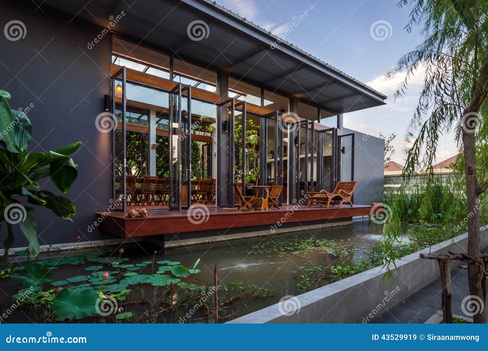 Tropical Modern House with Nature Stock Image - Image of exterior ...