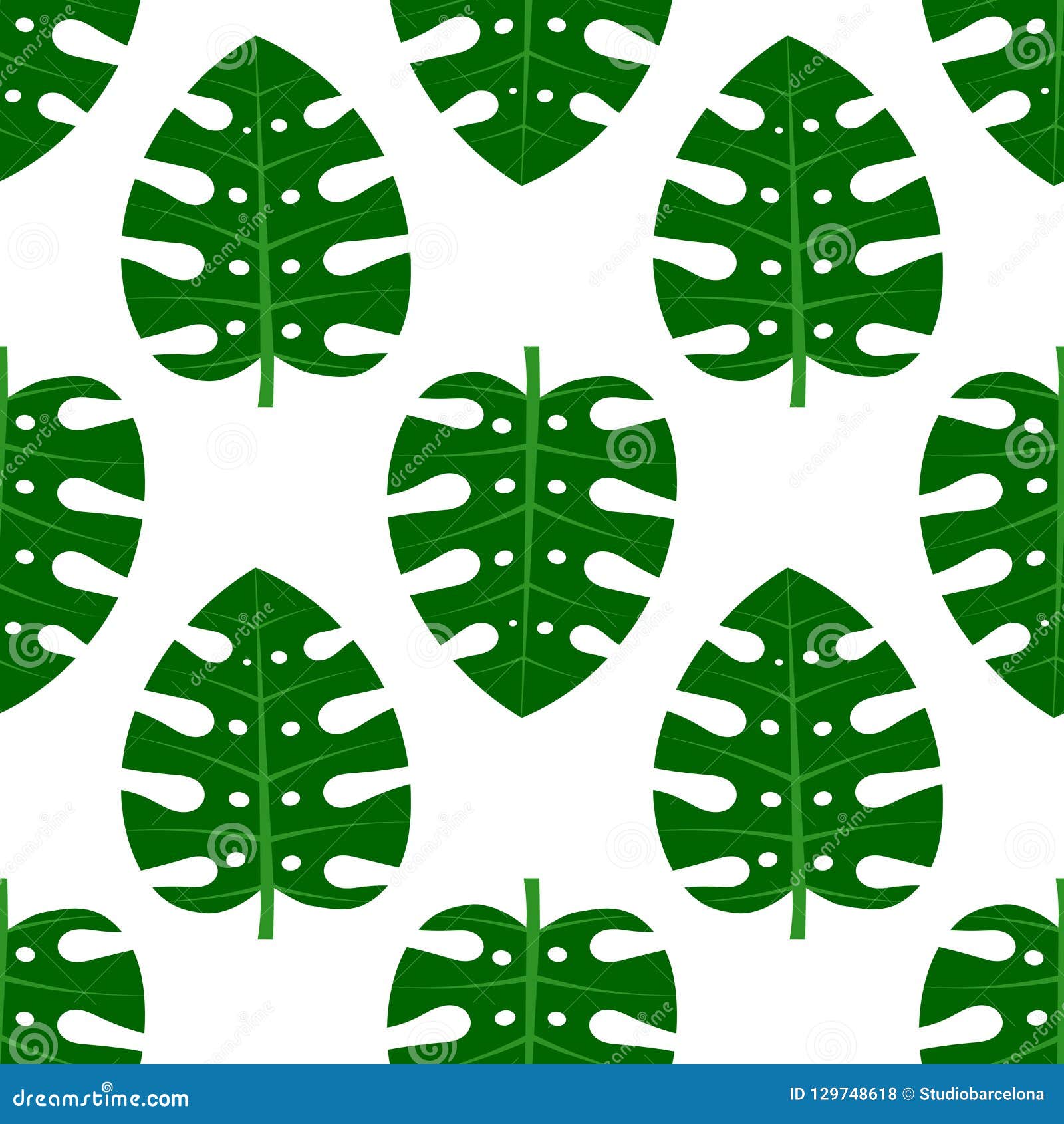 Tropical Monstera Leaf Pattern Stock Vector - Illustration of ...