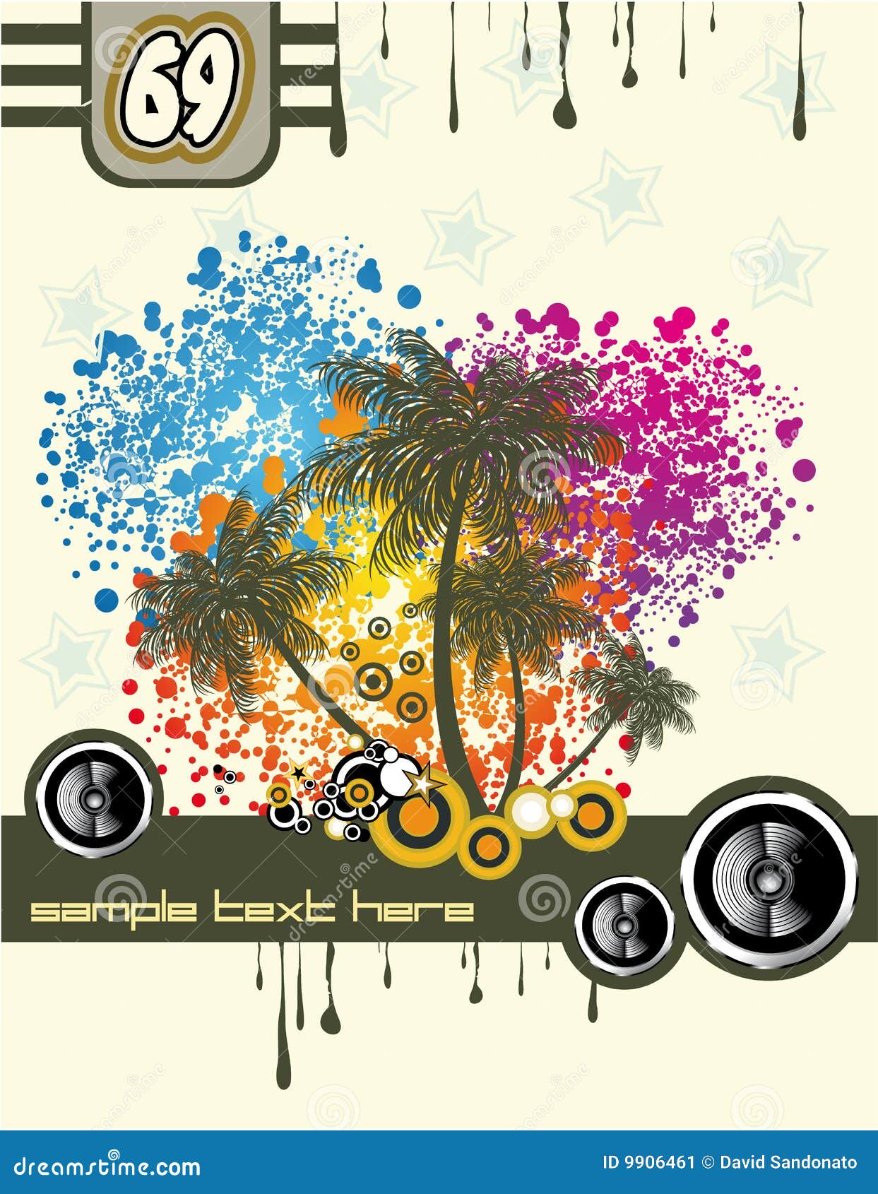 Tropical Music Disco Flyer stock vector. Illustration of music - 9906461