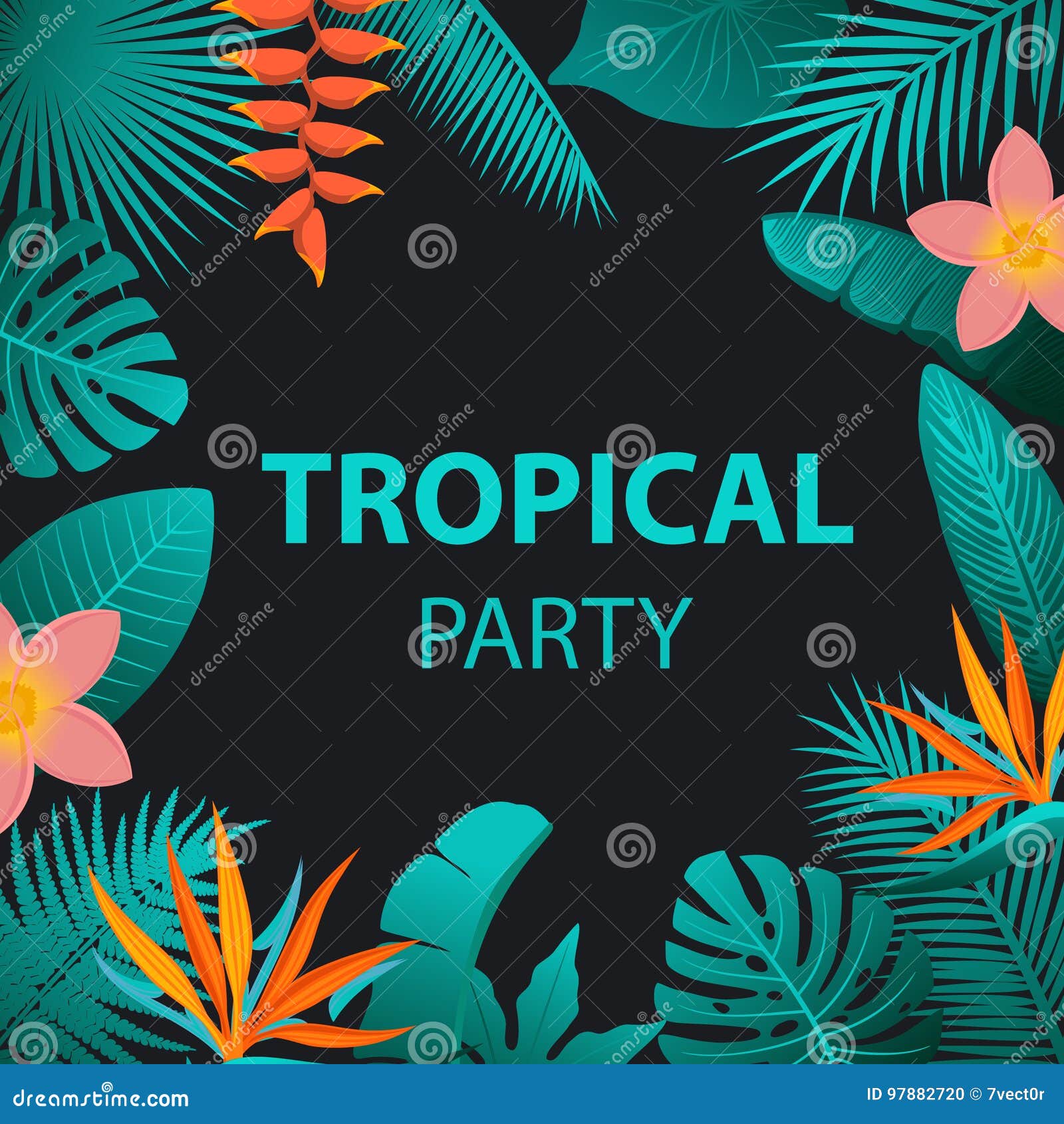 Tropical Night Party Background Cartoon Vector | CartoonDealer.com ...