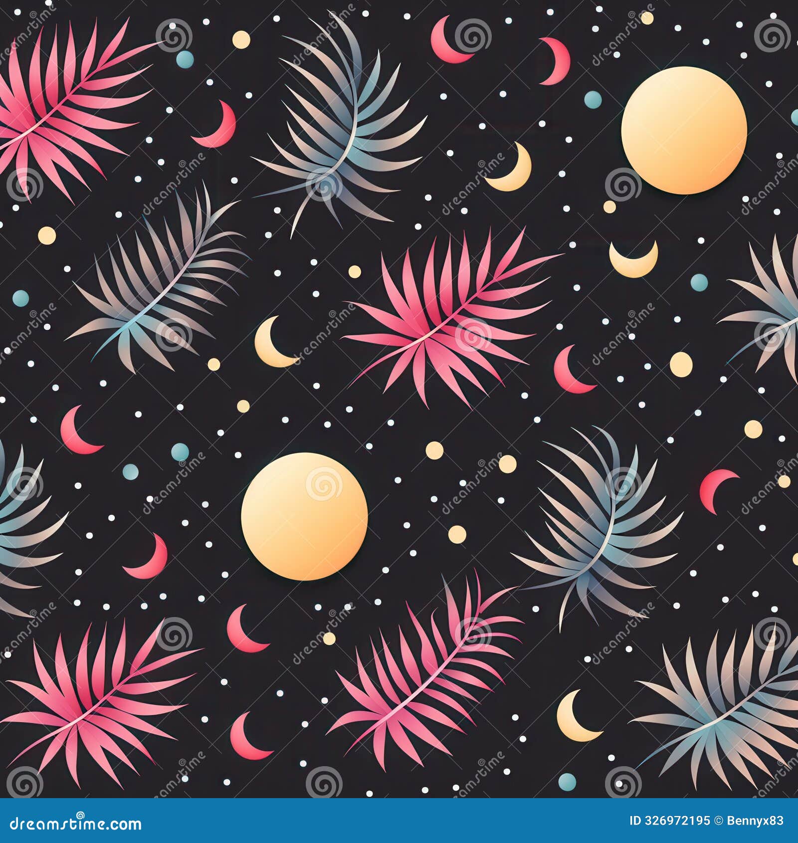 Tropical Night Sky Pattern stock illustration. Illustration of artwork ...