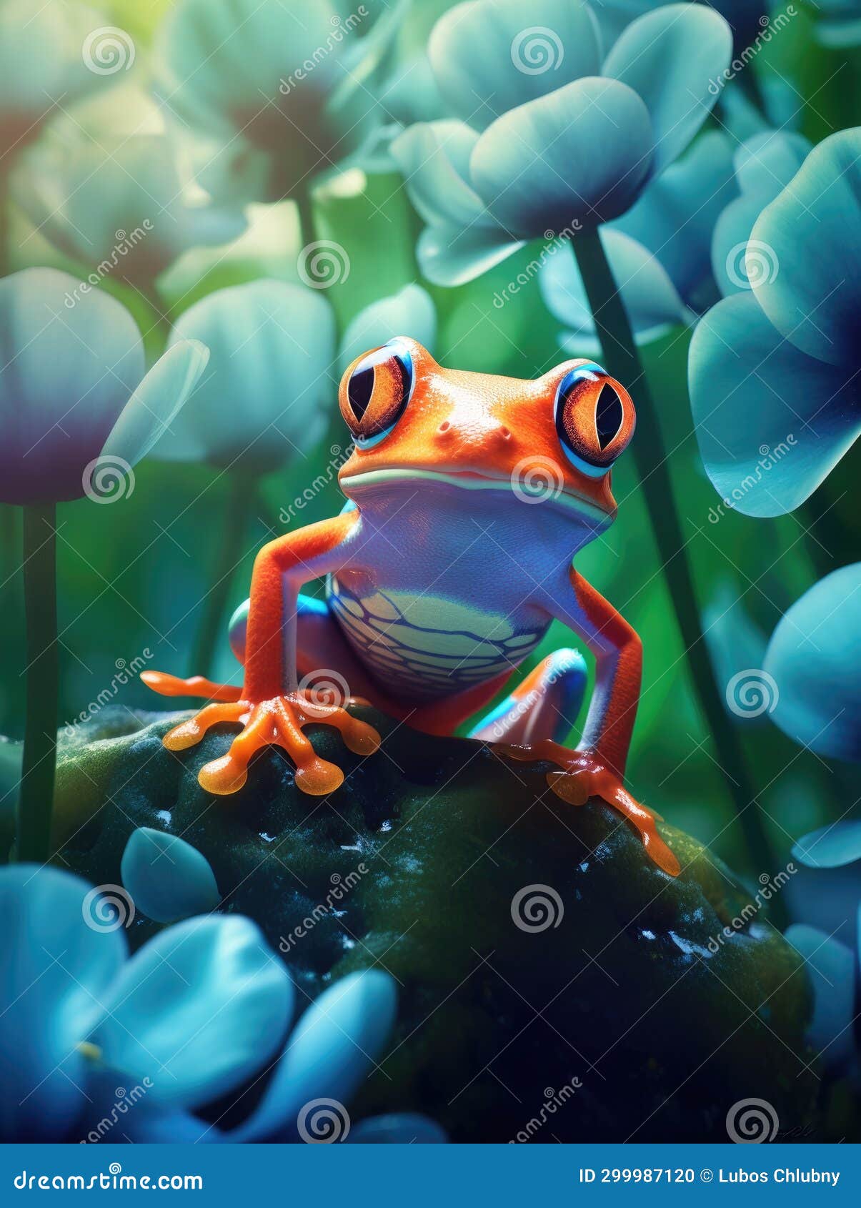 Tropical Orange Frog in the Rainforest Stock Illustration ...