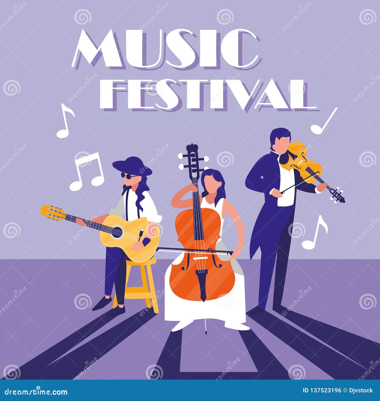 Tropical Orchestra Playing Instrument in Concert Stock Vector ...