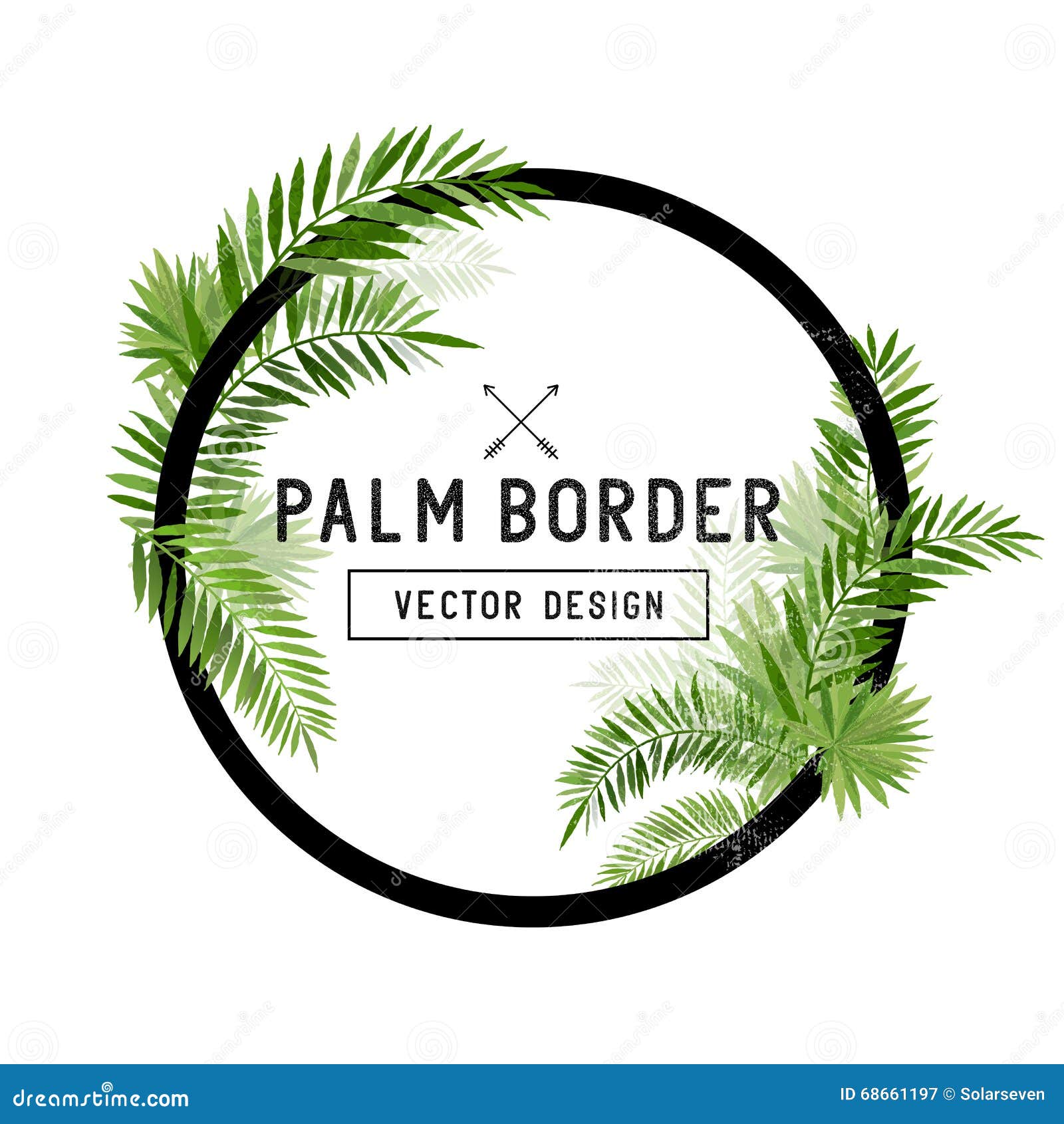 Tropical Palm Leaf Border Vector Stock Vector - Illustration of hand ...