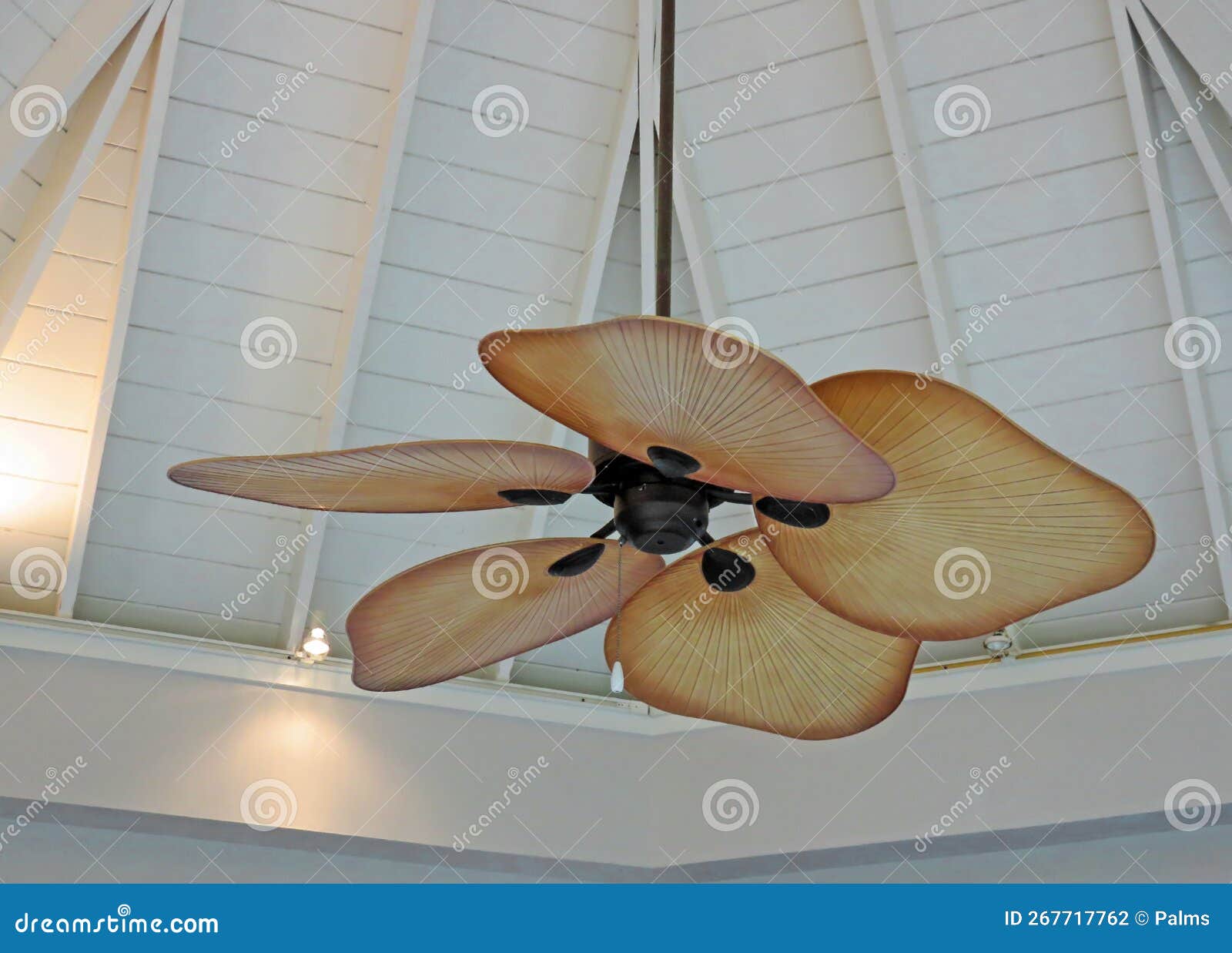 Tropical Palm Leaf Ceiling Fan Stock Photo - Image of tropic, spinning ...