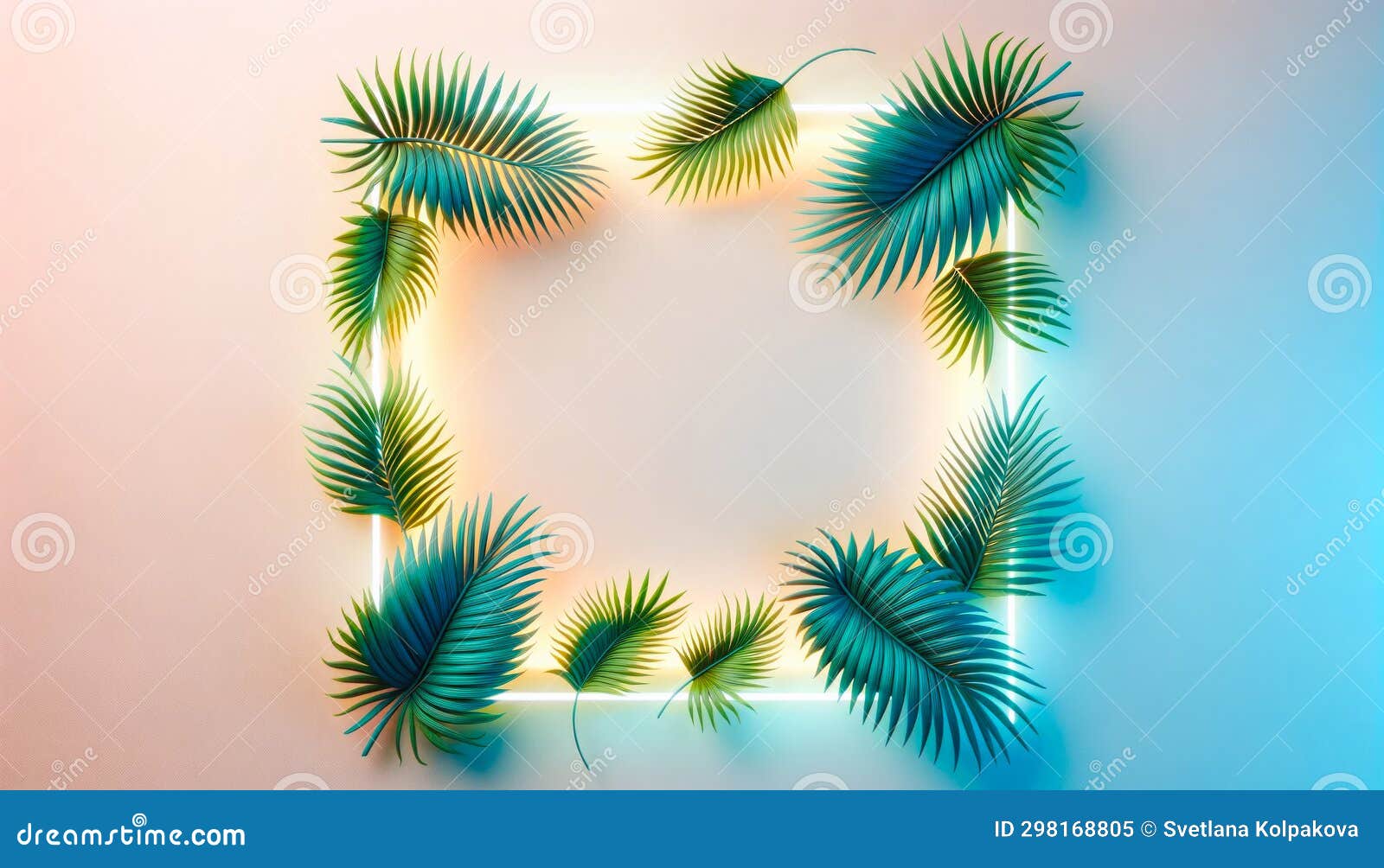 Tropical Palm Leaves Frame With Soft Backlight Royalty-Free Stock ...