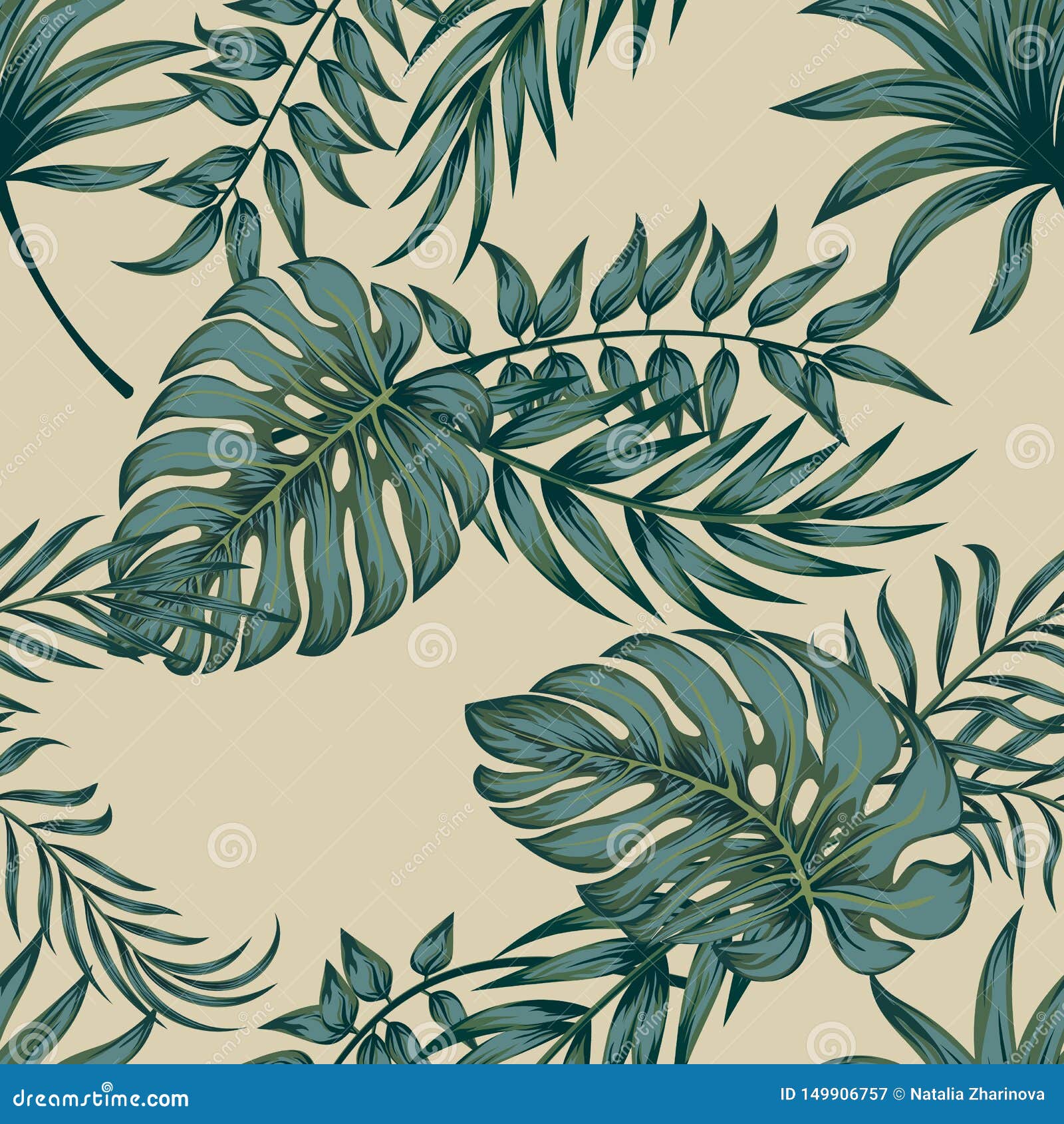 Tropical Palm Leaves, Jungle Leaves Seamless Vector Floral Pattern ...
