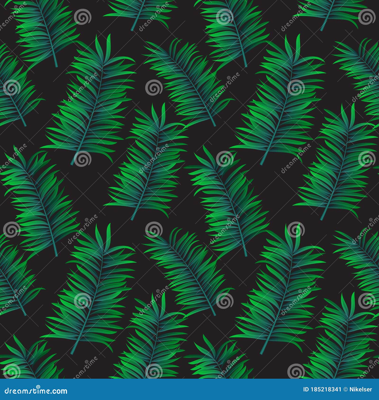 Tropical Palm Leaves Seamless Pattern Vector Illustration Stock