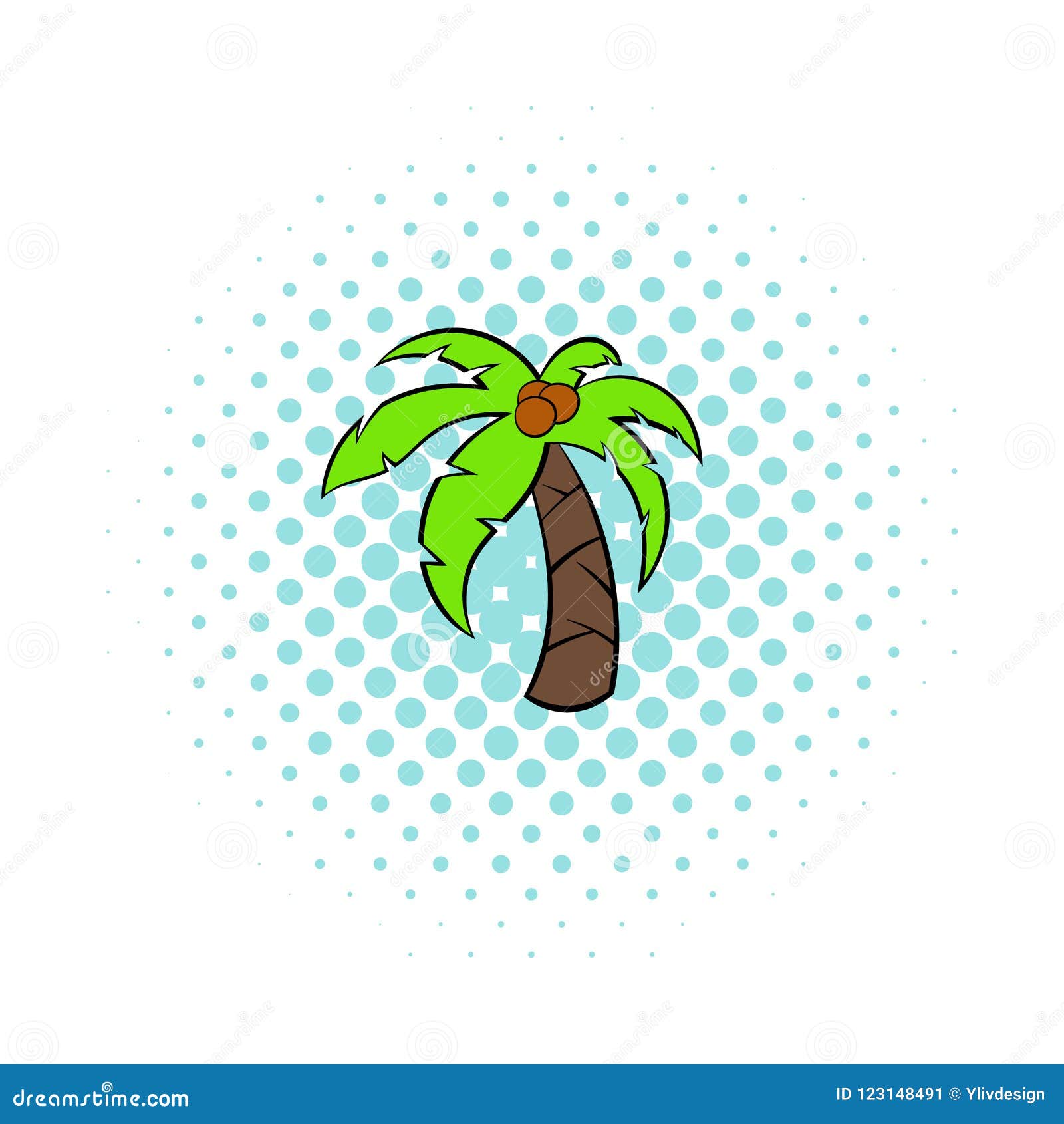 Tropical Palm Tree Icon, Comics Style Stock Illustration - Illustration ...