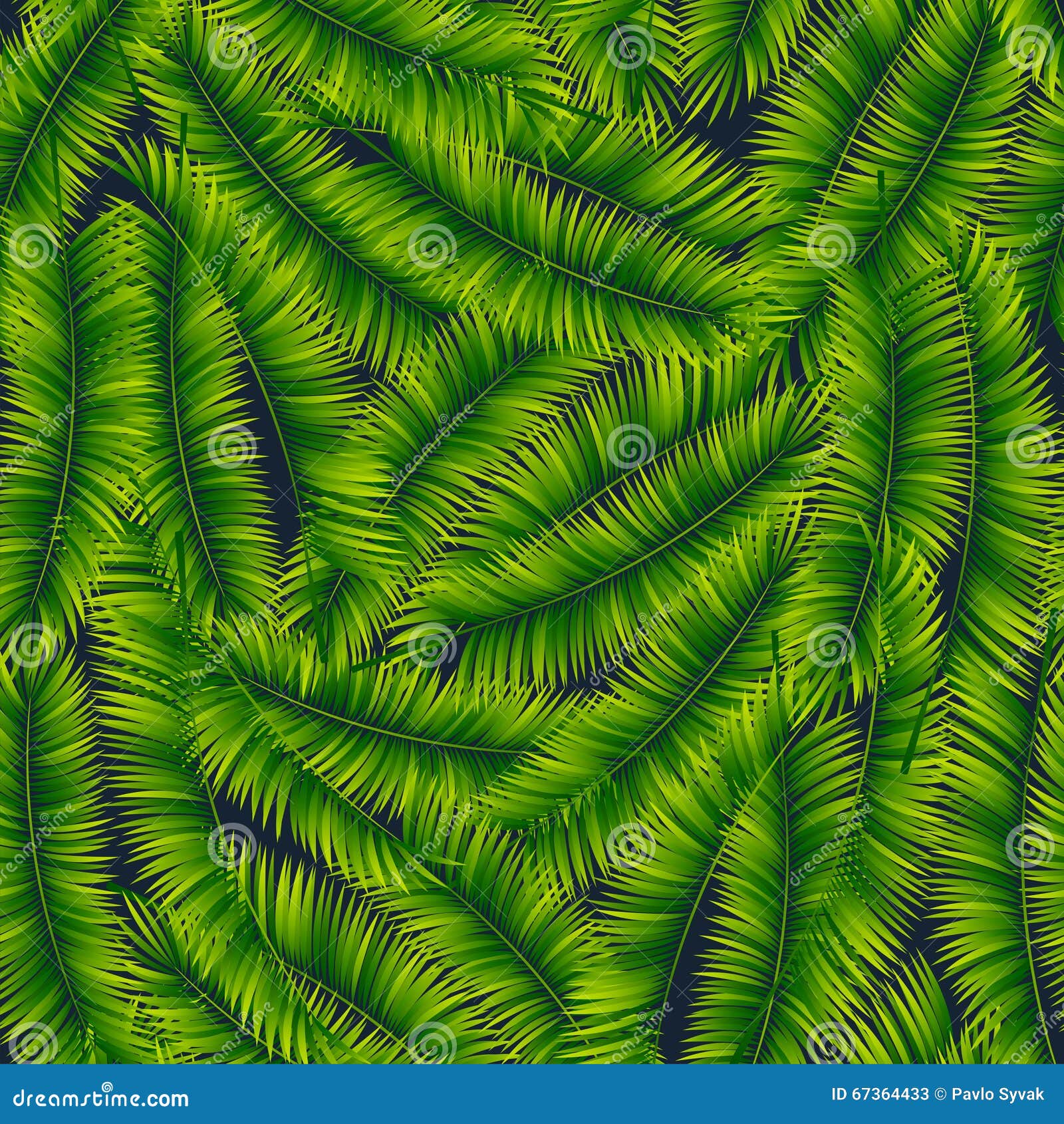 Tropical Palm Tree Leaves Seamless Pattern Stock Vector - Illustration ...