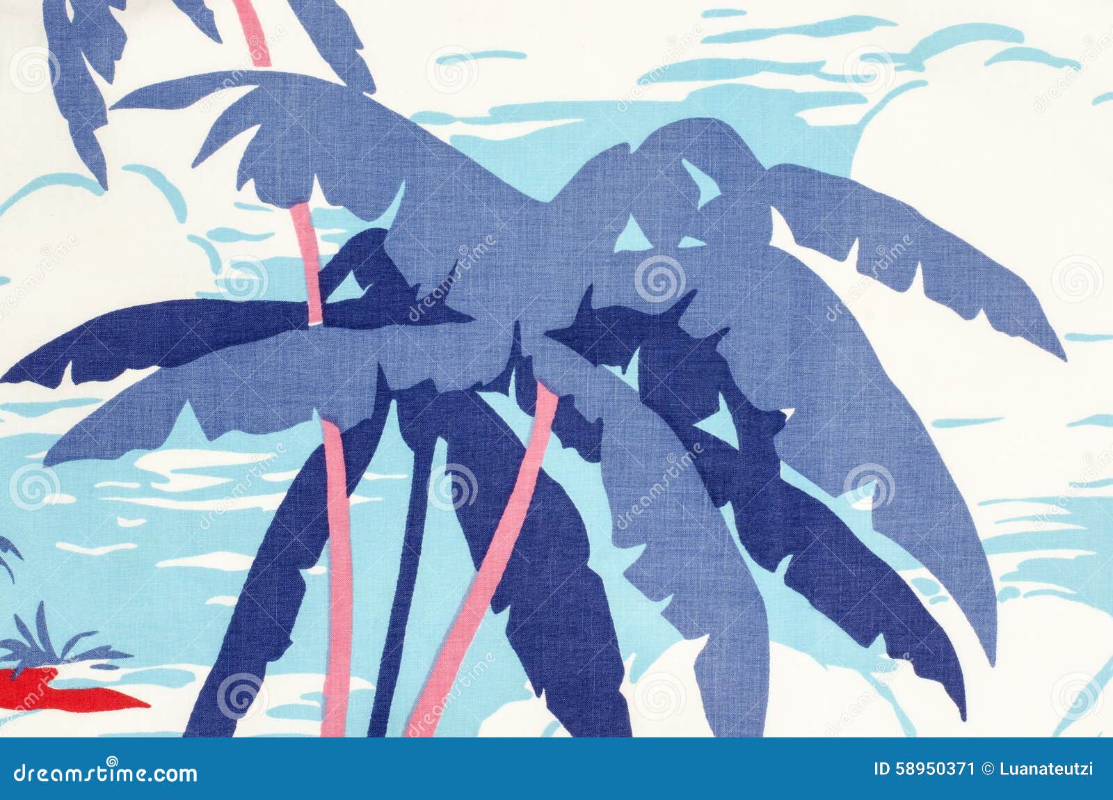 Tropical Palm Tree Pattern on Fabric. Stock Illustration - Illustration ...