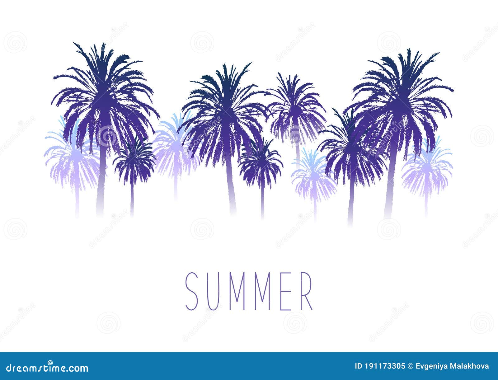 Tropical Palm Trees Border Isolated on White - Summer Background for ...