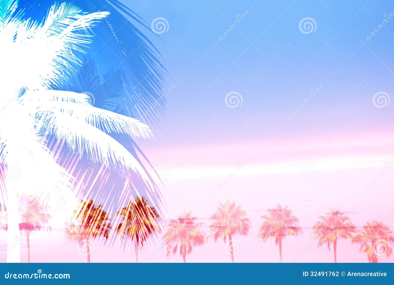 Tropical Palm Trees Collage Stock Illustration - Illustration of ...