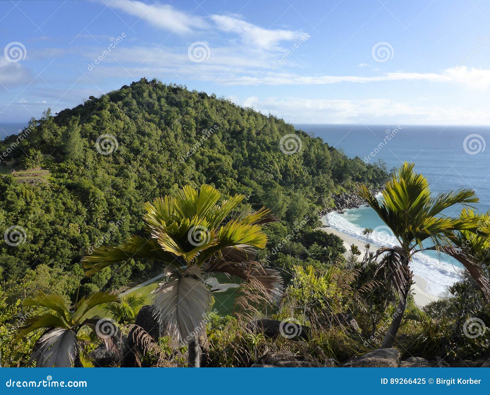 Tropical Panorama View, Praslin Island, Seychelles Stock Image - Image ...