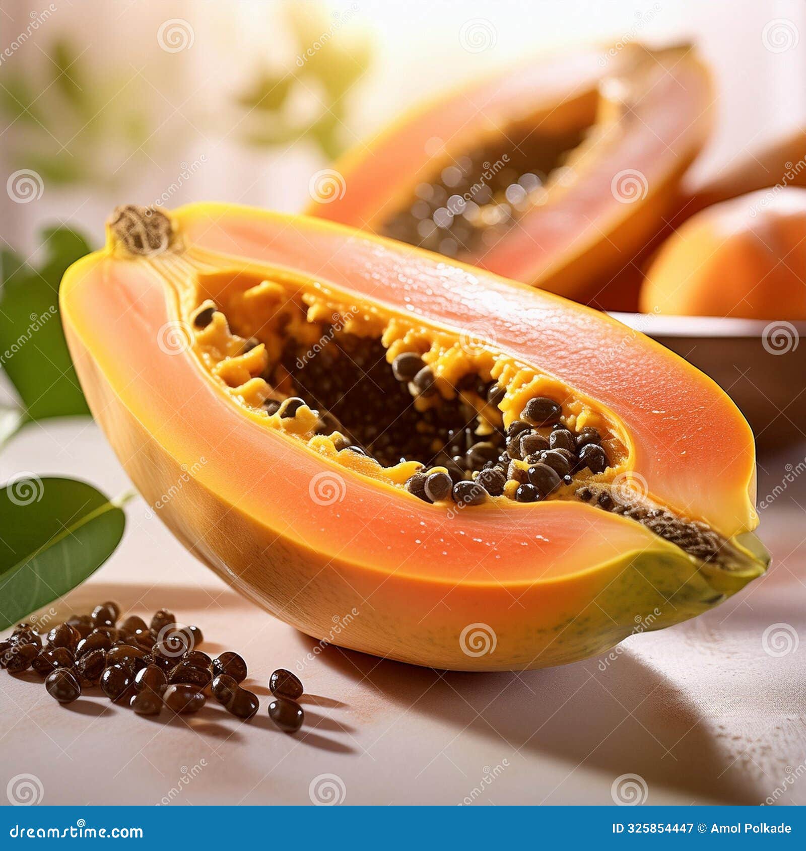 Tropical Papaya on White Background Stock Image - Image of fruit ...