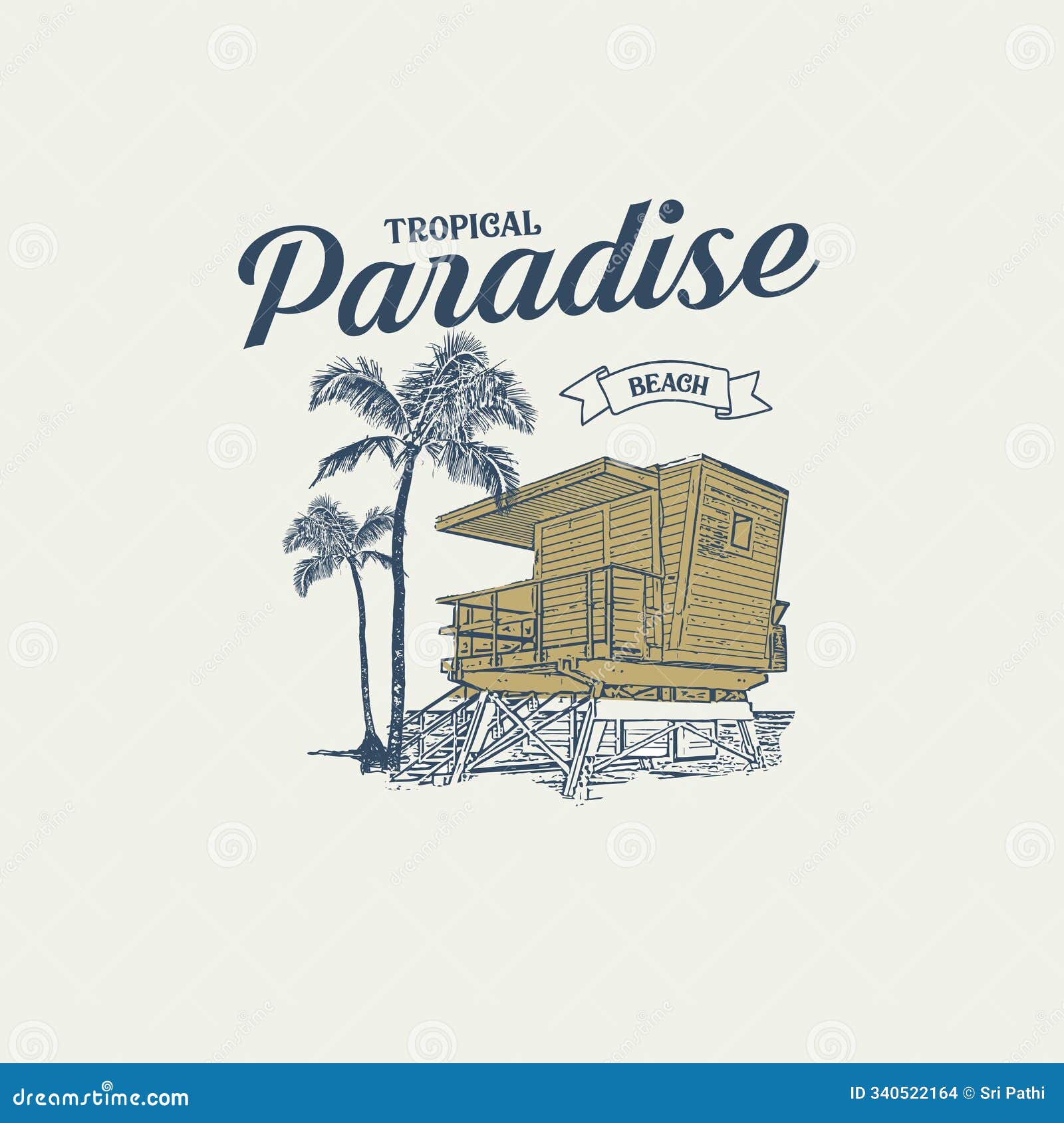 Tropical Paradise Beach Summer Beach Graphic Design Stock Illustration ...