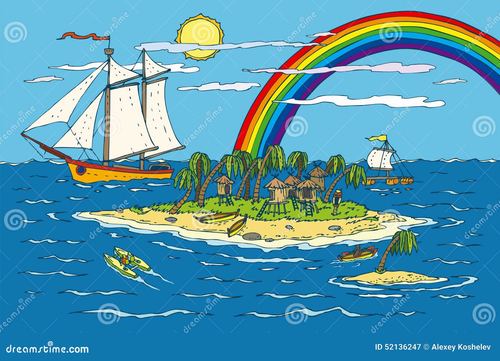 Tropical Paradise stock vector. Illustration of ocean - 52136247