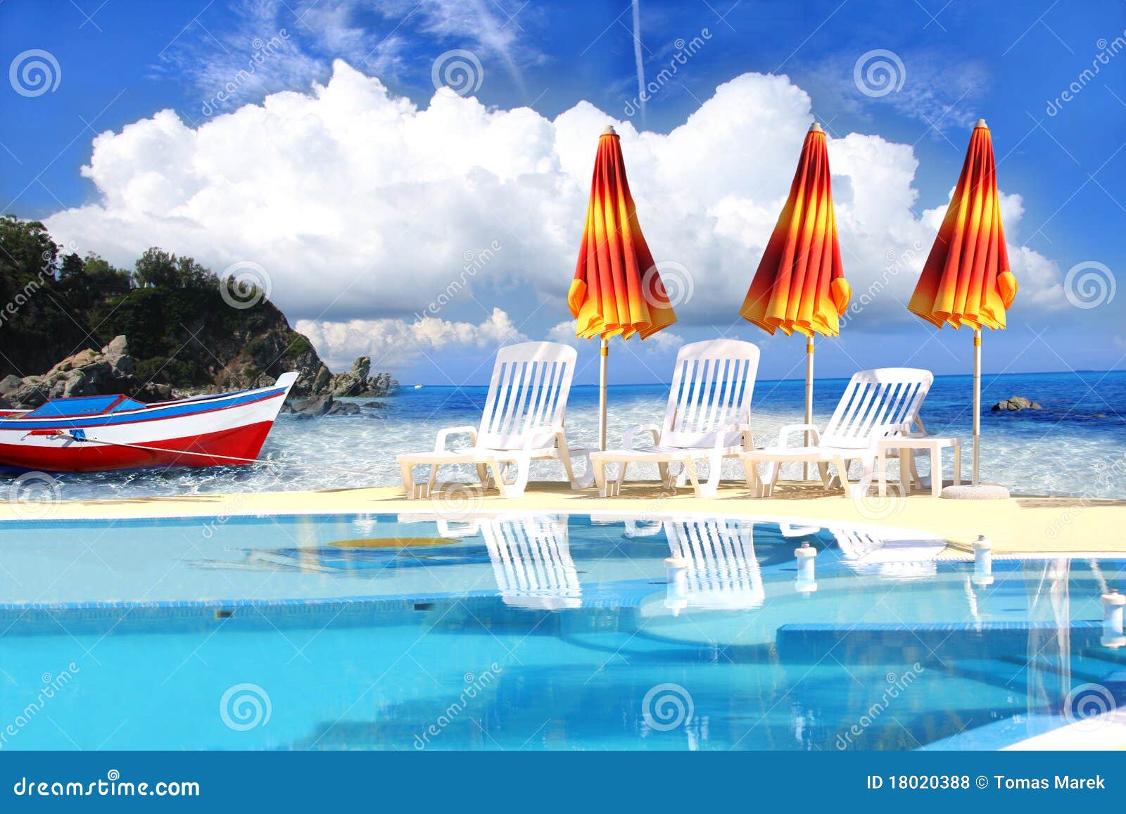 Tropical Paradise with Swimming Pool Stock Photo - Image of climate ...