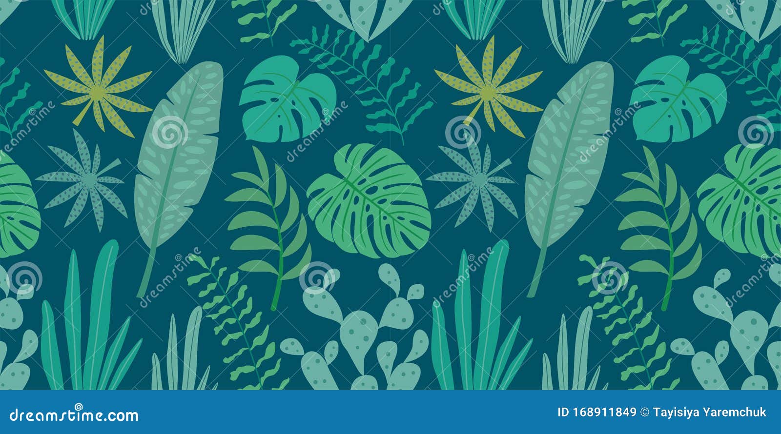 Tropical Pattern with Abstract Plants. Vector Seamless Texture. Stock ...