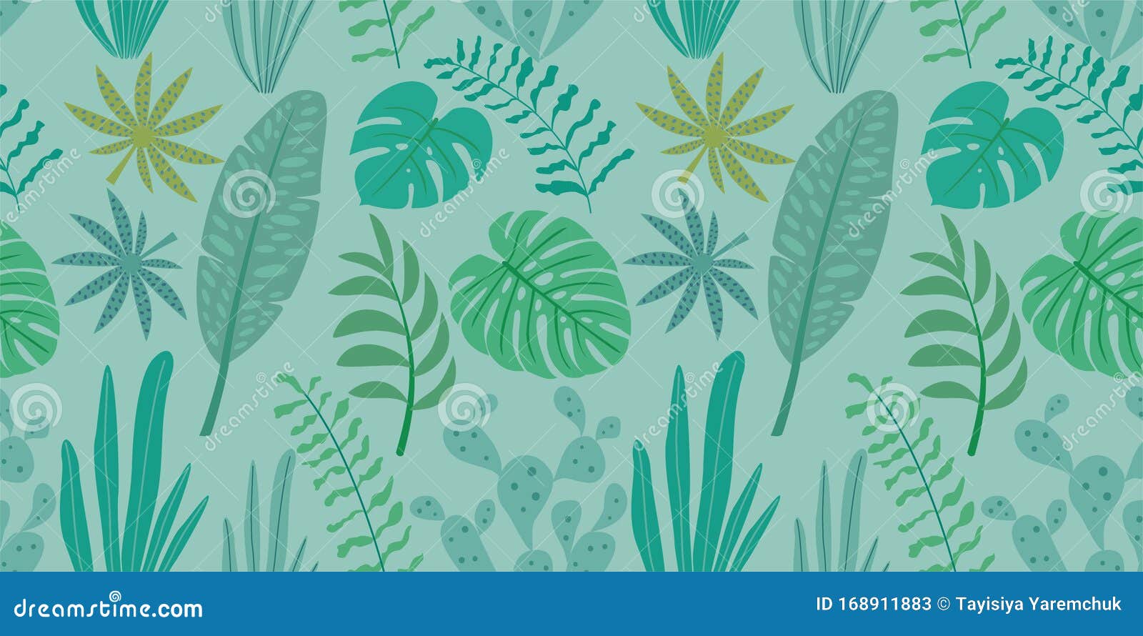 Tropical Pattern with Abstract Plants. Vector Seamless Texture. Stock ...