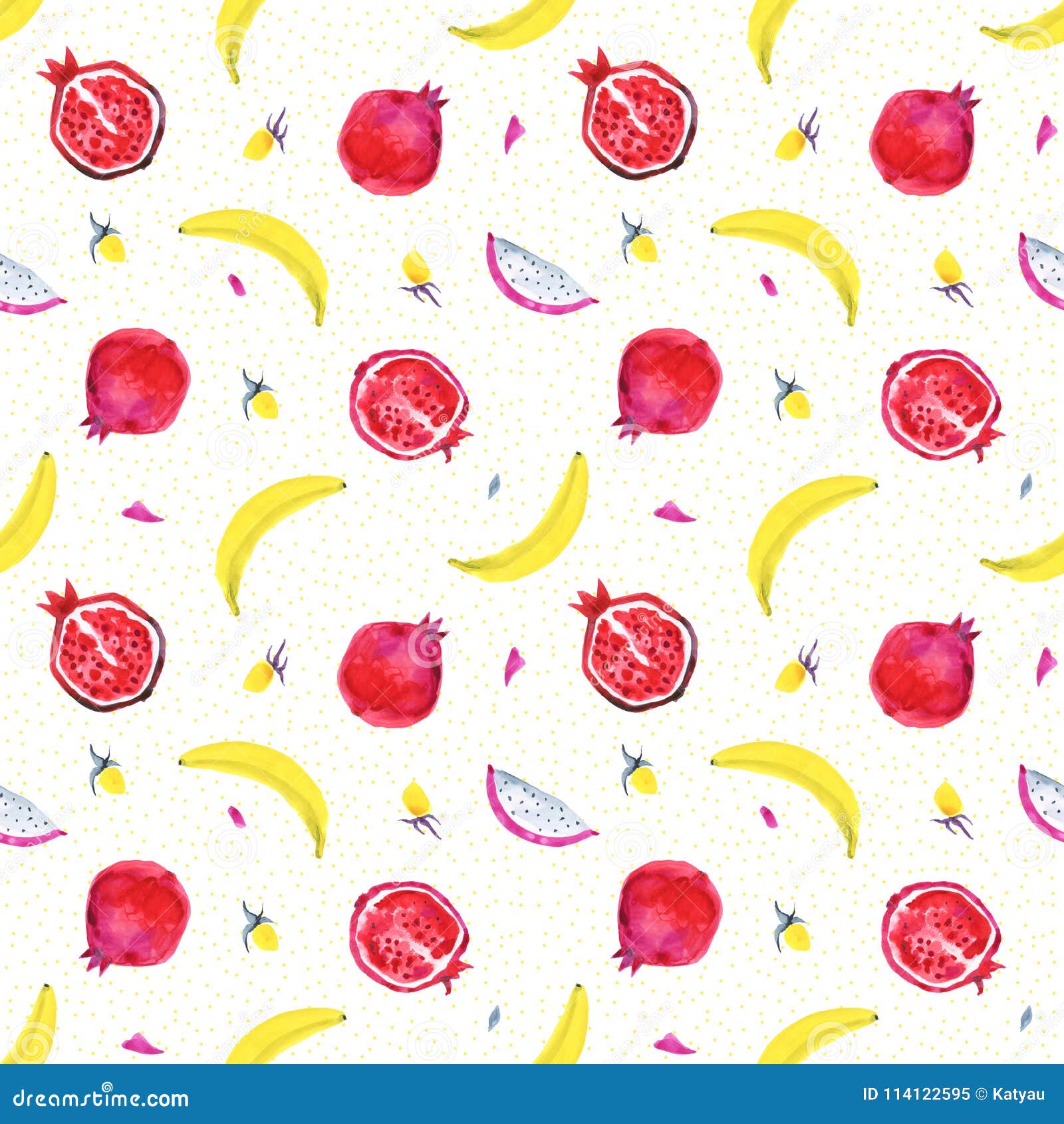 Tropical Pattern of Exotic Fruit. Abstract Seamless Background Stock ...