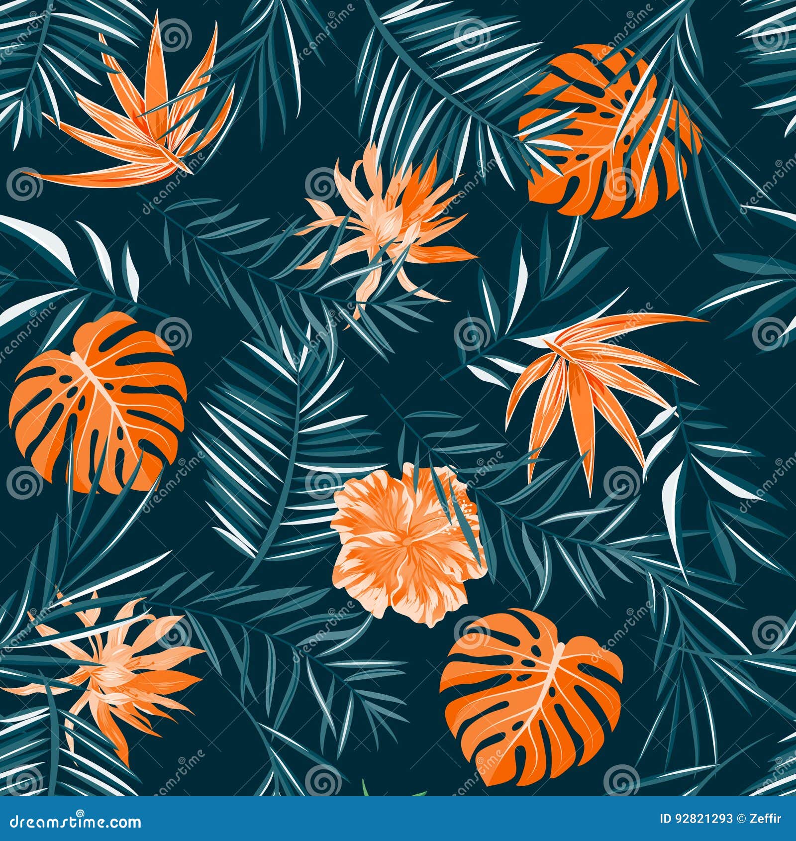 Tropical pattern. stock vector. Illustration of botanic - 92821293