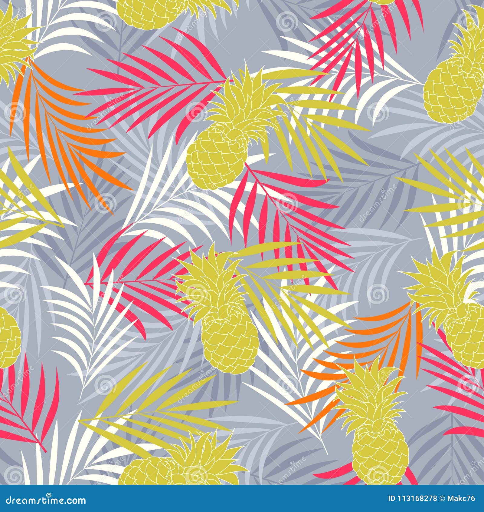 Tropical Pattern with Pineapple Stock Vector - Illustration of tropical ...