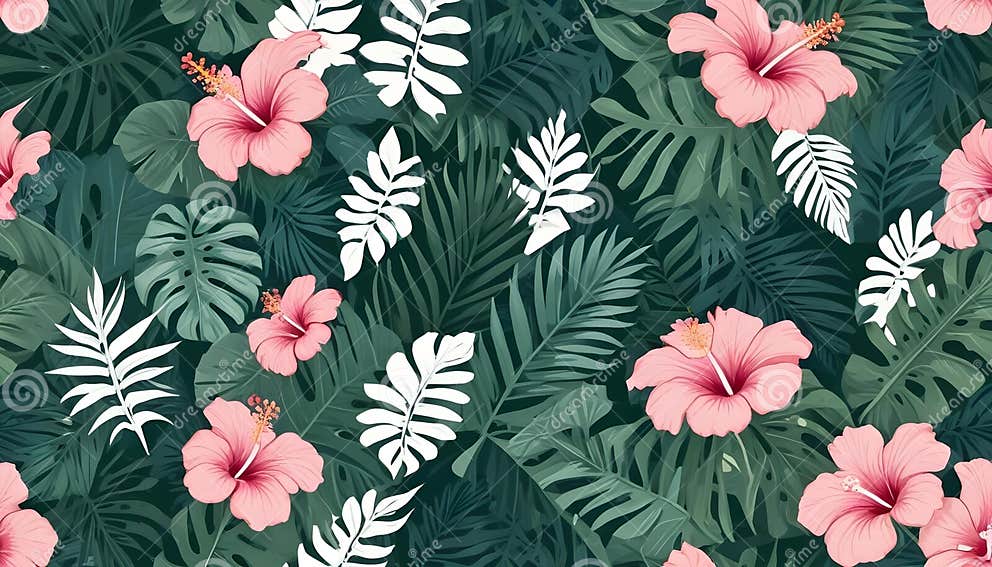 Tropical Soft Pink Floral Pattern with Hibiscus Stock Vector ...