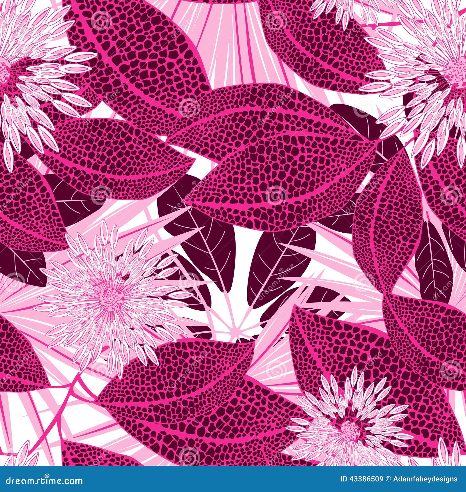Tropical Pink Spotted Flowers in a Seamless Pattern Stock Vector ...