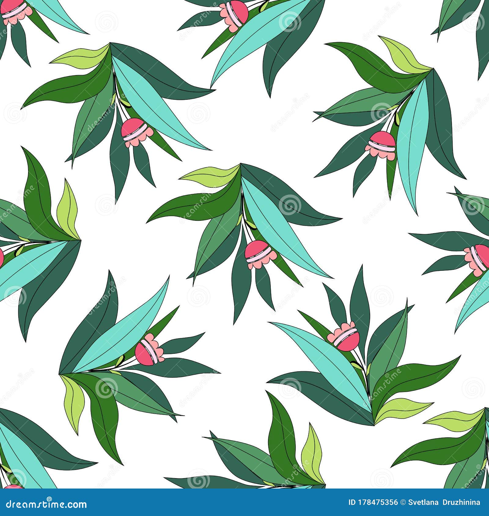 Tropical plants pattern stock vector. Illustration of plant - 178475356