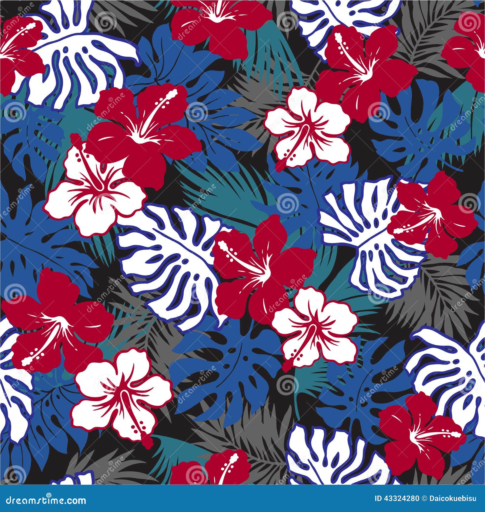 Tropical plants pattern stock vector. Illustration of glorious - 43324280